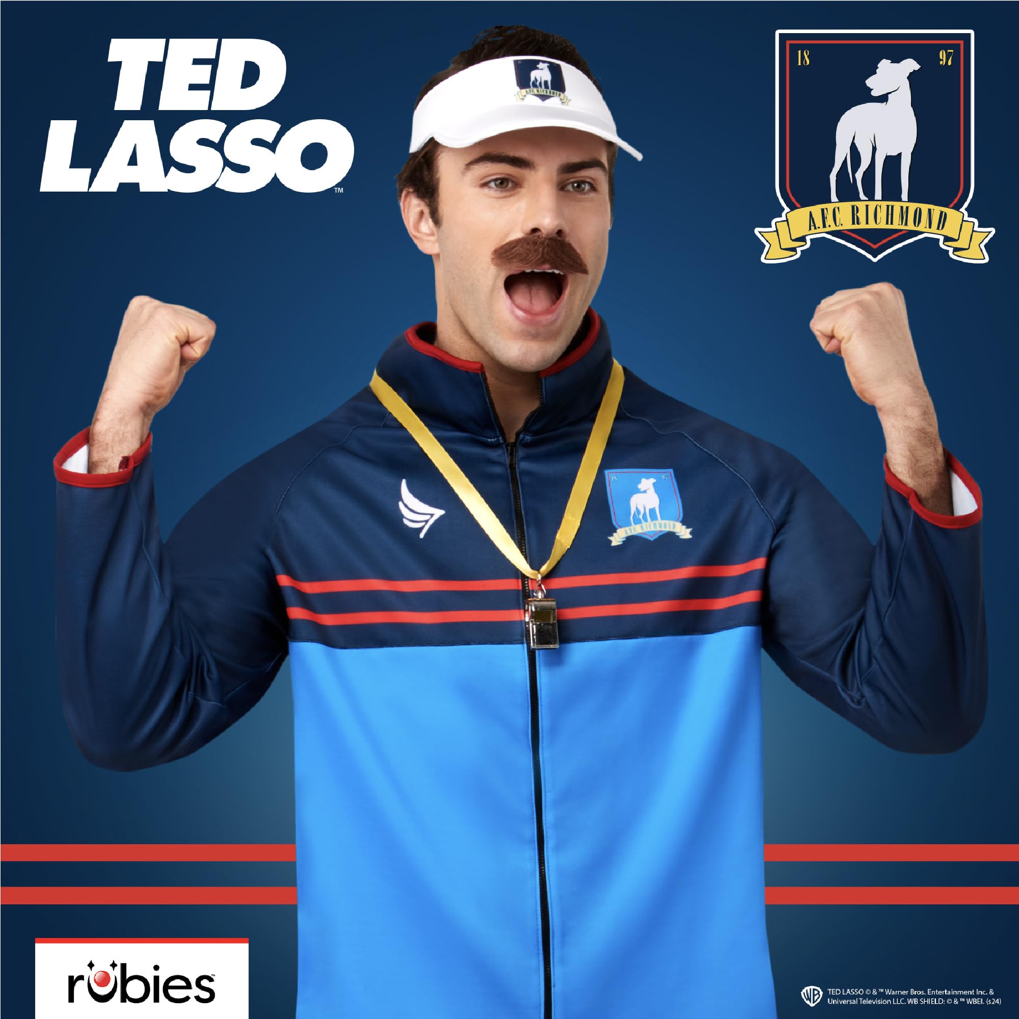 Rubies Men's Ted Lasso AFC Richmond Soccer Uniform Costume, Large for Themed Parties and Halloween