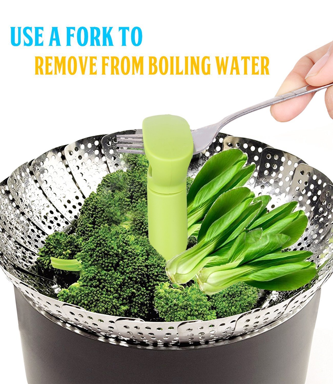 Steamer Basket Stainless Steel Vegetable Steamer Basket Folding Steamer Insert for Veggie Fish Seafood Cooking, Expandable to Fit Various Size Pot (5.1" to 9")