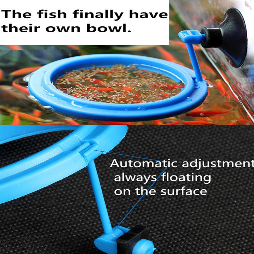 2 Pcs Fish Feeding Ring, Fish Safe Floating Food Feeder Circle Blue, with Suction Cup Easy to Install Aquarium, Square and Round Shape Fish Tank Towels - for Guppy, Betta, Goldfish, Etc. (Blue)¡