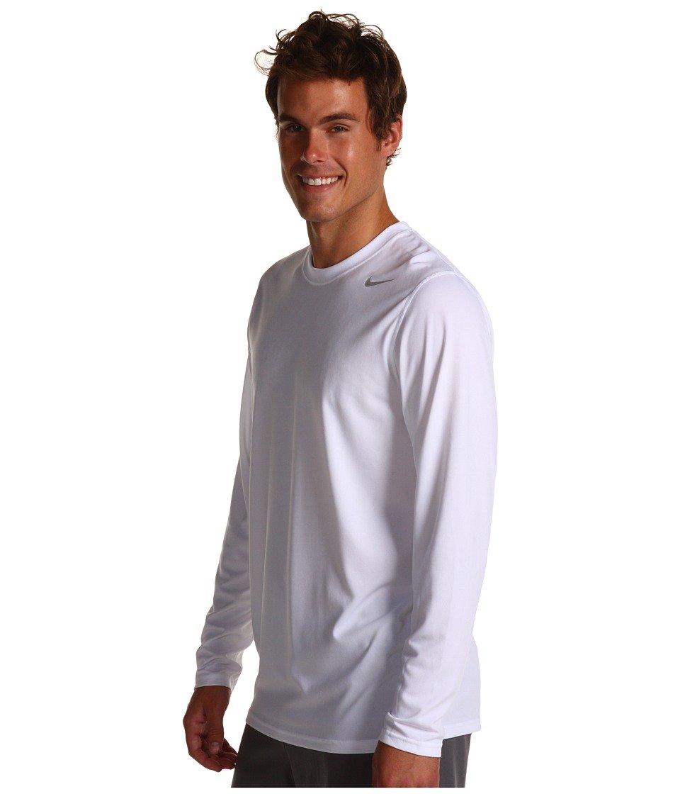 Nike Mens Legend Poly Long Sleeve Dri-Fit Training Shirt White/Carbon Heather 377780-100 Size Medium
