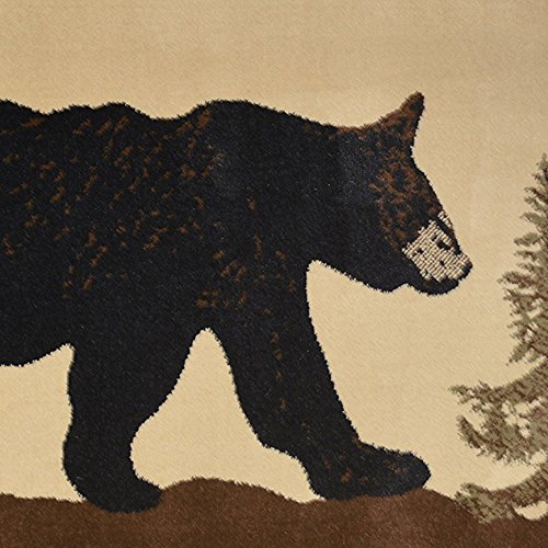 Rug Empire Rustic Lodge Novelty Area Rug, 26" W x 63" L, Bear Oval, Multi