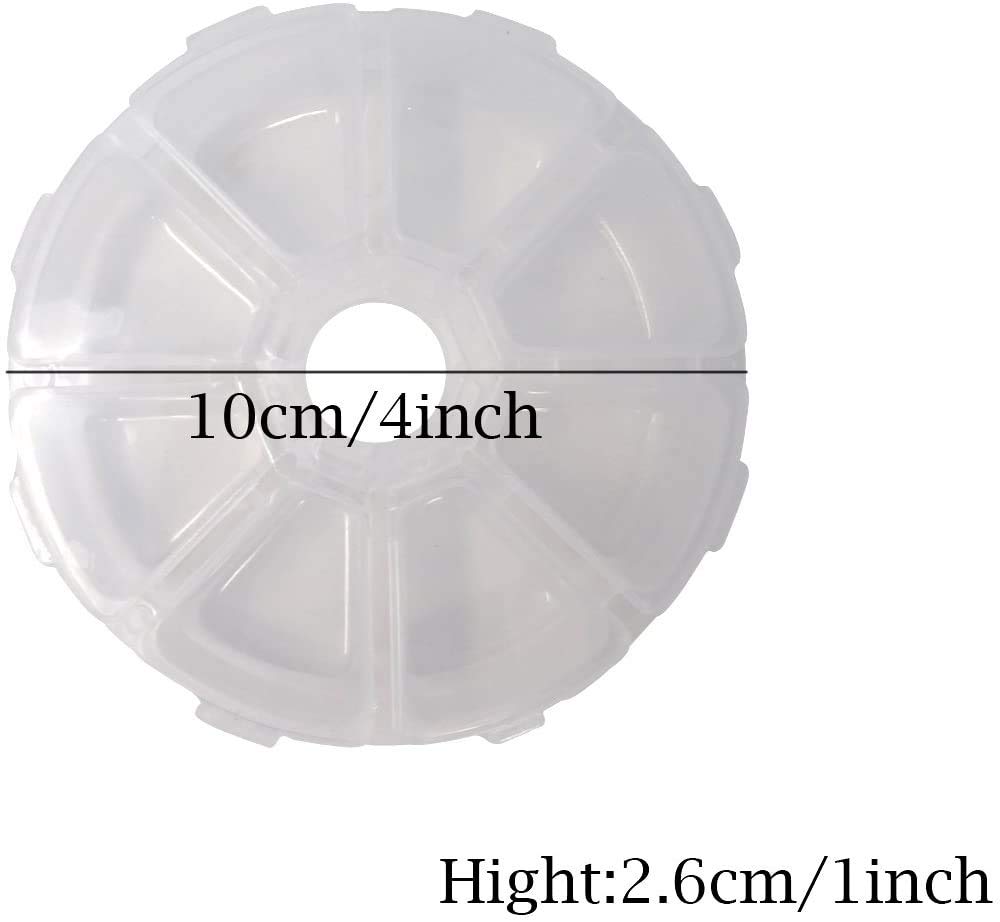 8 Grids Round Portable Plastic Organizer Container Storage Box(2 pcs)