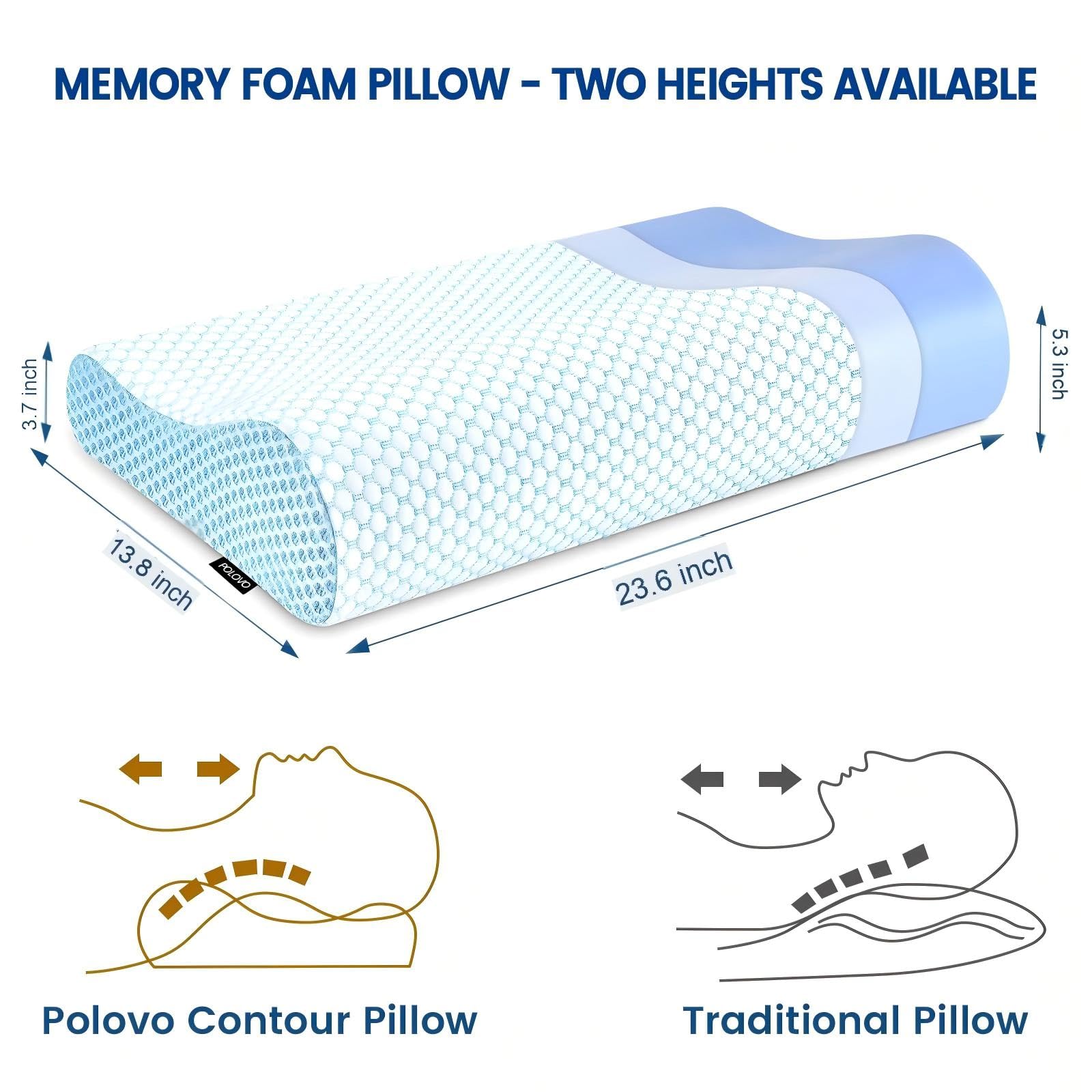 Memory Foam Pillows Neck Pillow Bed Pillow for Sleeping, Ergonomic Cervical Contour Pillow Neck Support Pillow for Side Back Stomach Sleeper, Orthopedic Pillow for Neck and Shoulder Pain