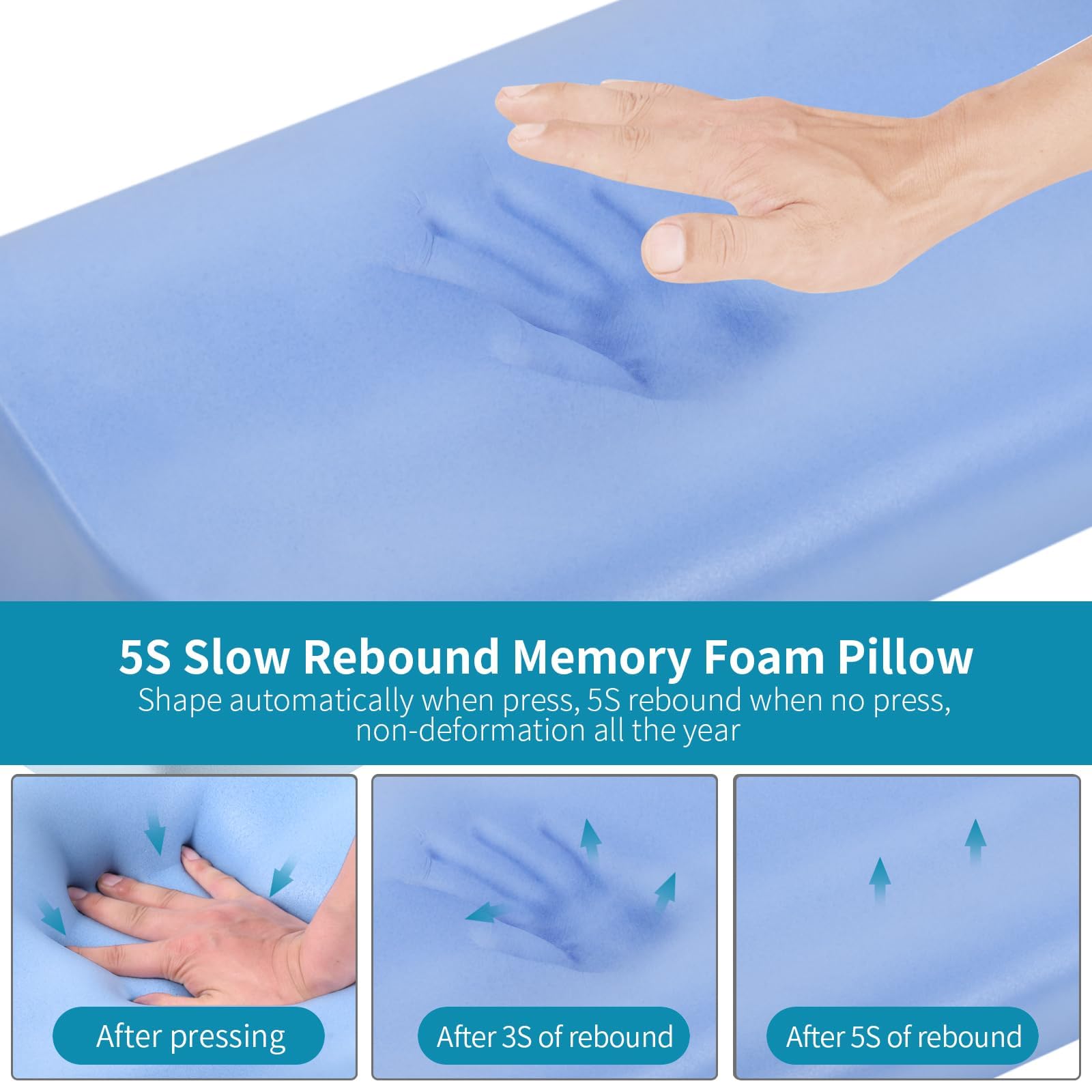 Memory Foam Pillows Neck Pillow Bed Pillow for Sleeping, Ergonomic Cervical Contour Pillow Neck Support Pillow for Side Back Stomach Sleeper, Orthopedic Pillow for Neck and Shoulder Pain