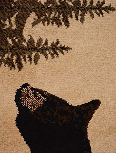 Rug Empire Rustic Lodge Novelty Area Rug, 26" W x 63" L, Bear Oval, Multi