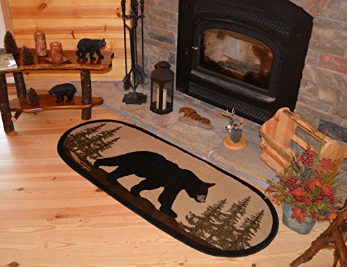 Rug Empire Rustic Lodge Novelty Area Rug, 26" W x 63" L, Bear Oval, Multi