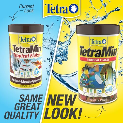 TetraMin Nutritionally Balanced Tropical Flake Food for Tropical Fish, 2.2 oz