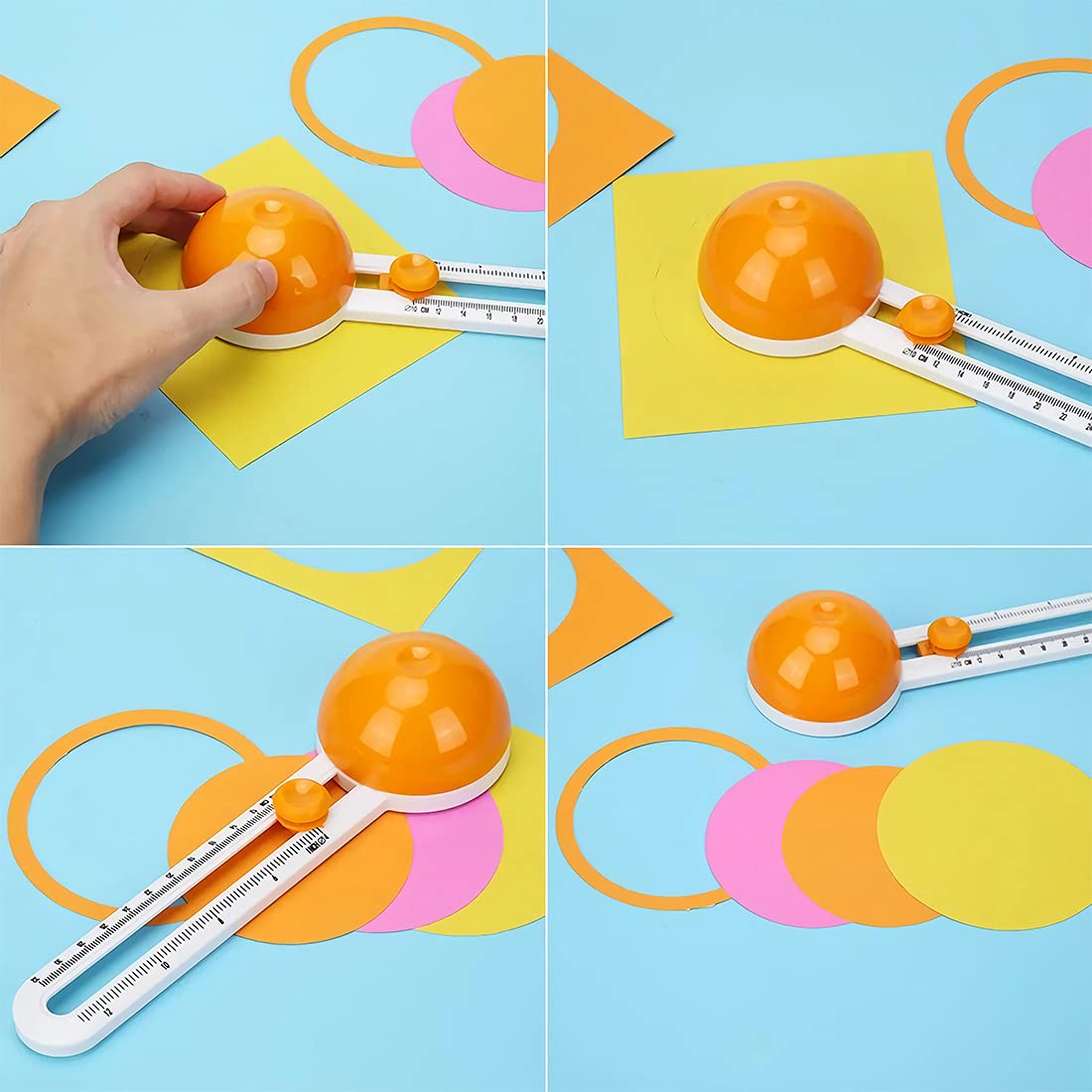 Circle Paper Cutter Rotary Circular Cutter for Cardstocks Craft Cutting Tools, Compass Paper Cutter Trimmer Scrapbooking (included 3 blades) (Orange)