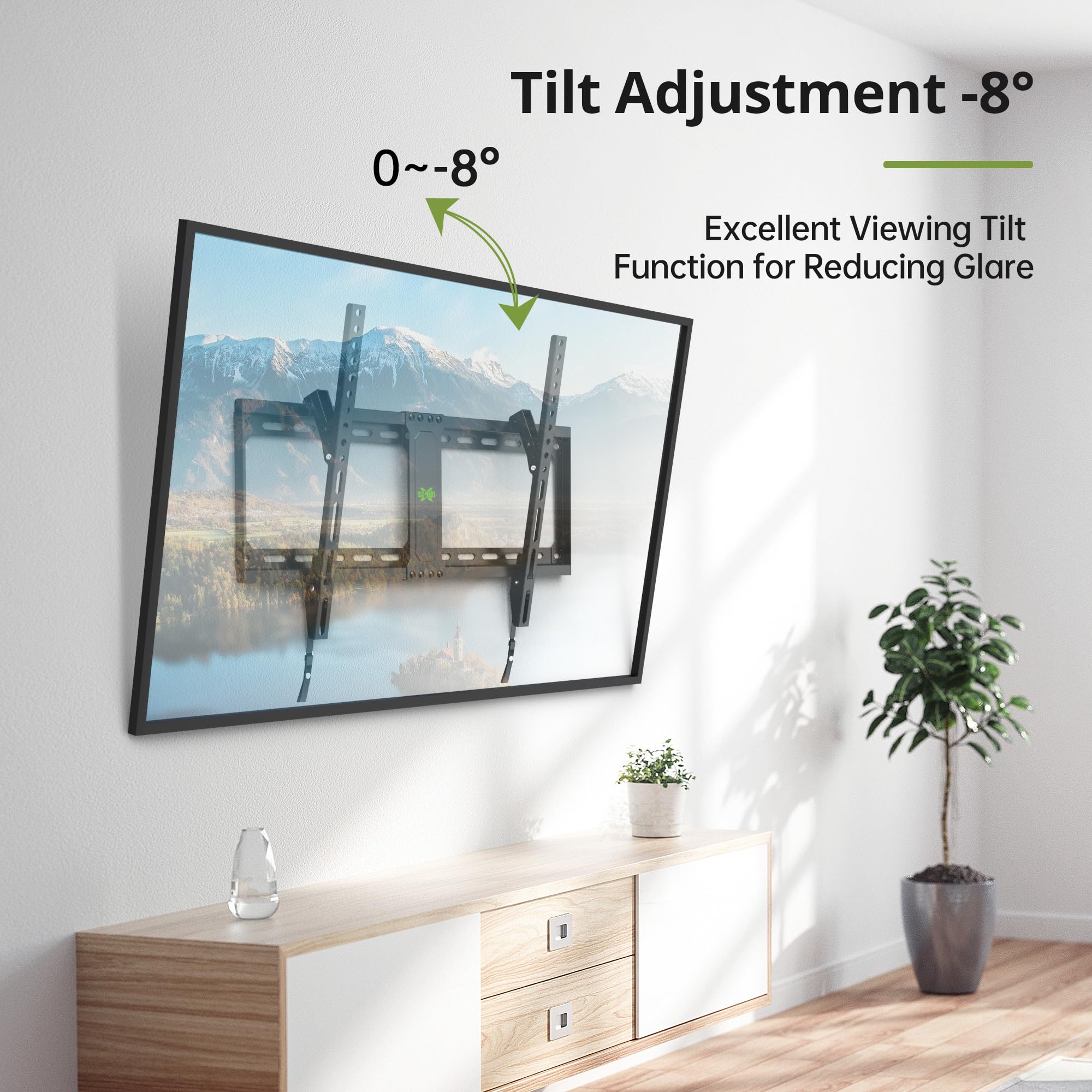 USX MOUNT TV Wall Mount Tilting Brackets for Most 37"-90" Flat Curved Screen TVs, Wall Mount TV Bracket with Max VESA 600x400mm, Weight Capacity 132lbs, Low Profile Space Saving for 16", 24" Stud