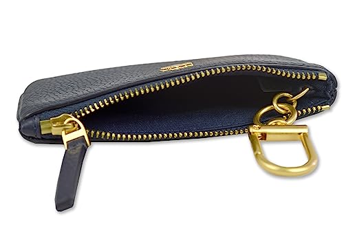 Tory Burch Womens 145311 Pebbled Leather Key Ring Card Holder Small Wallet, (405 Tory Navy Blue)