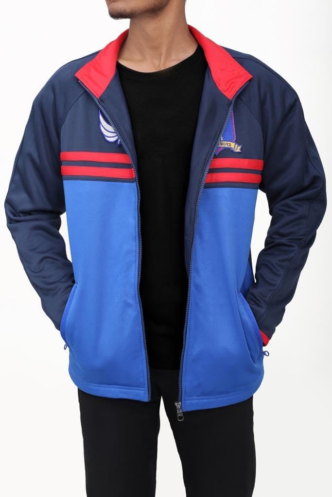 Albino Fashion Mens Track Lightweight Football Coach Track Blue Polyester Jacket (US, Alpha, Large, Regular, Regular, Blue)