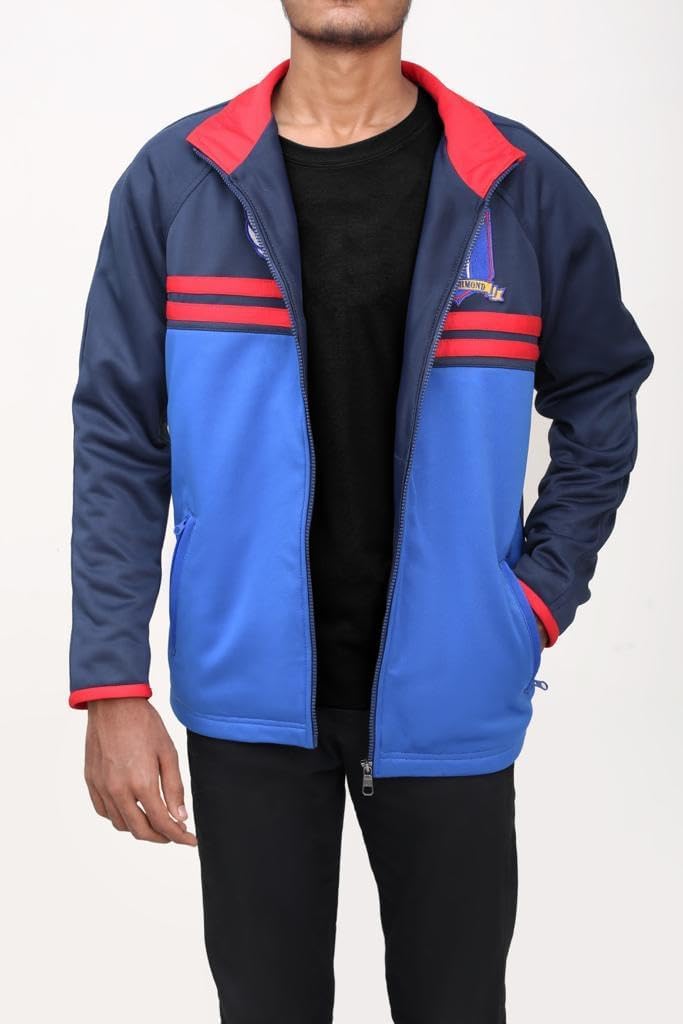 Albino Fashion Mens Track Lightweight Football Coach Track Blue Polyester Jacket (US, Alpha, Large, Regular, Regular, Blue)