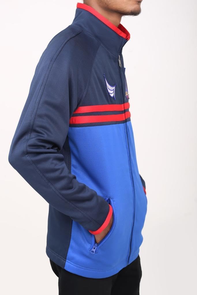 Albino Fashion Mens Track Lightweight Football Coach Track Blue Polyester Jacket (US, Alpha, Large, Regular, Regular, Blue)
