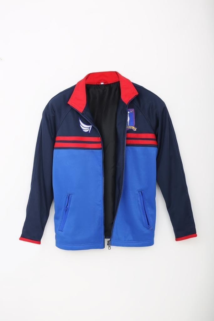 Albino Fashion Mens Track Lightweight Football Coach Track Blue Polyester Jacket (US, Alpha, Large, Regular, Regular, Blue)
