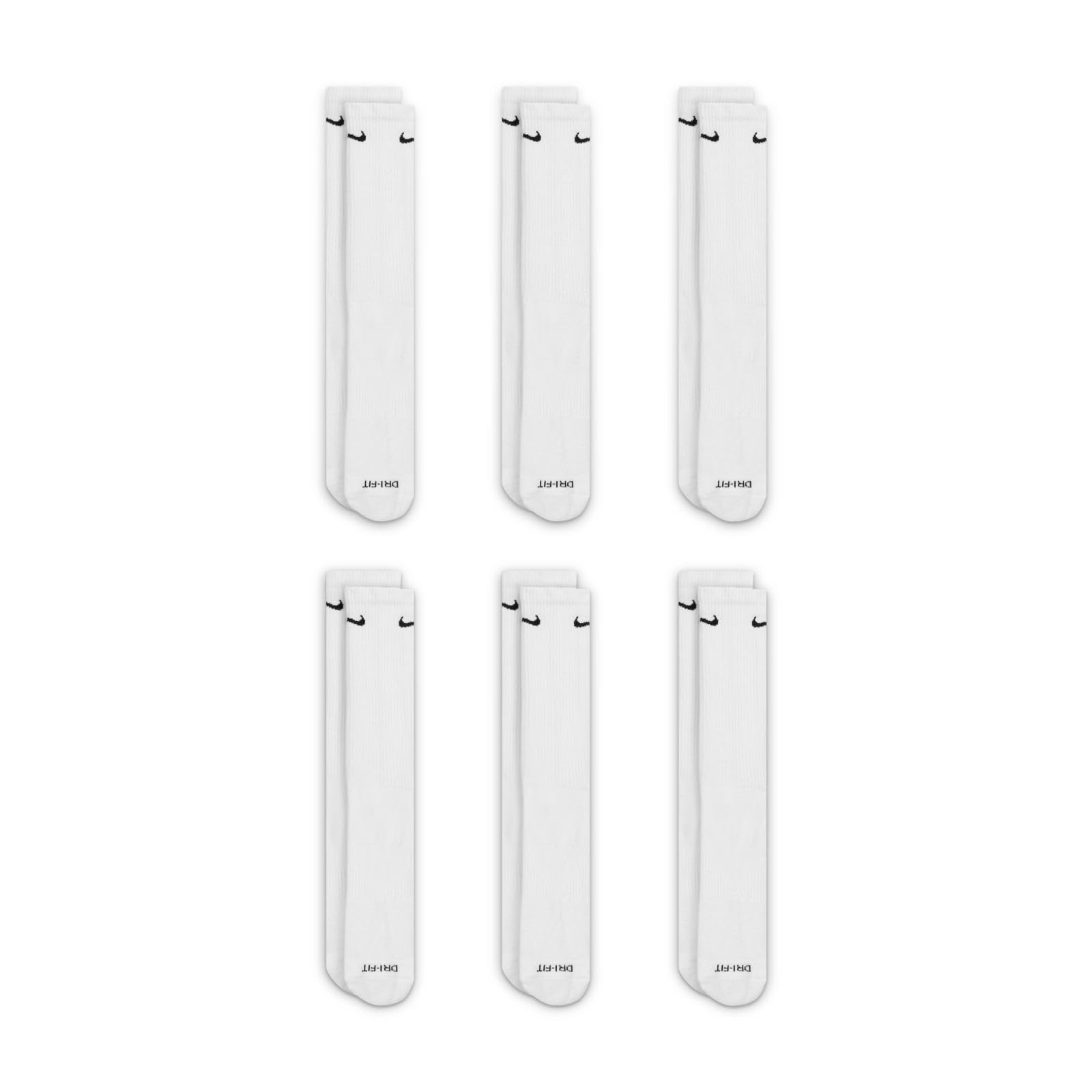 Nike Everyday Plus Cushion Crew Socks 3-Pair Pack White/Black SM (US 4-6 Big Kid Shoe Size, Women's Shoe 4-6)