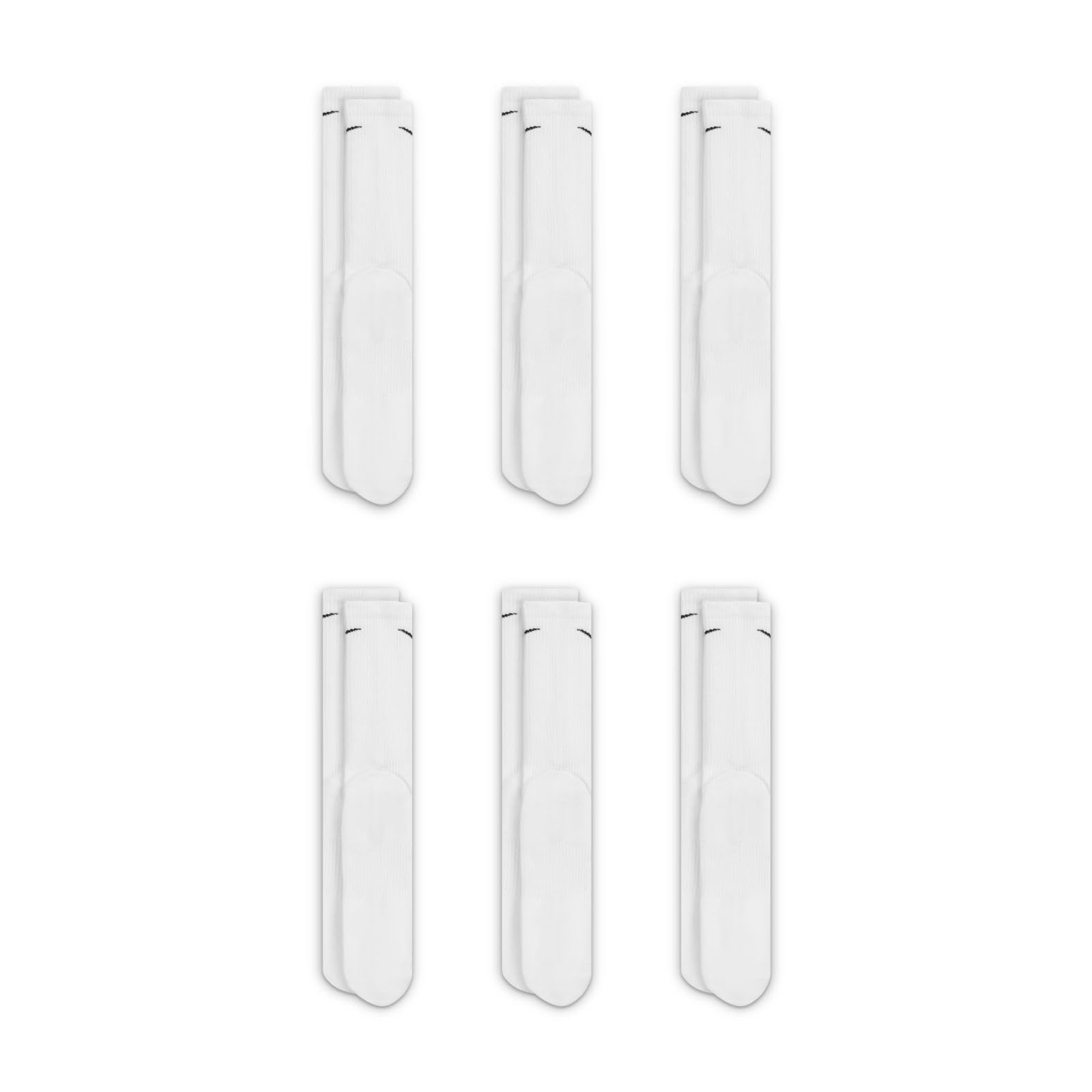 Nike Everyday Plus Cushion Crew Socks 3-Pair Pack White/Black SM (US 4-6 Big Kid Shoe Size, Women's Shoe 4-6)