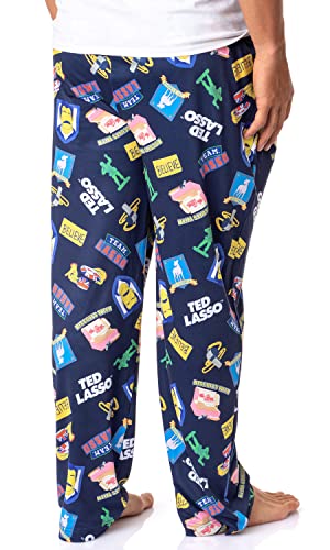 Ted Lasso Mens' TV Series Show Symbols Icons Believe Sleep Pajama Pants (Small) Blue