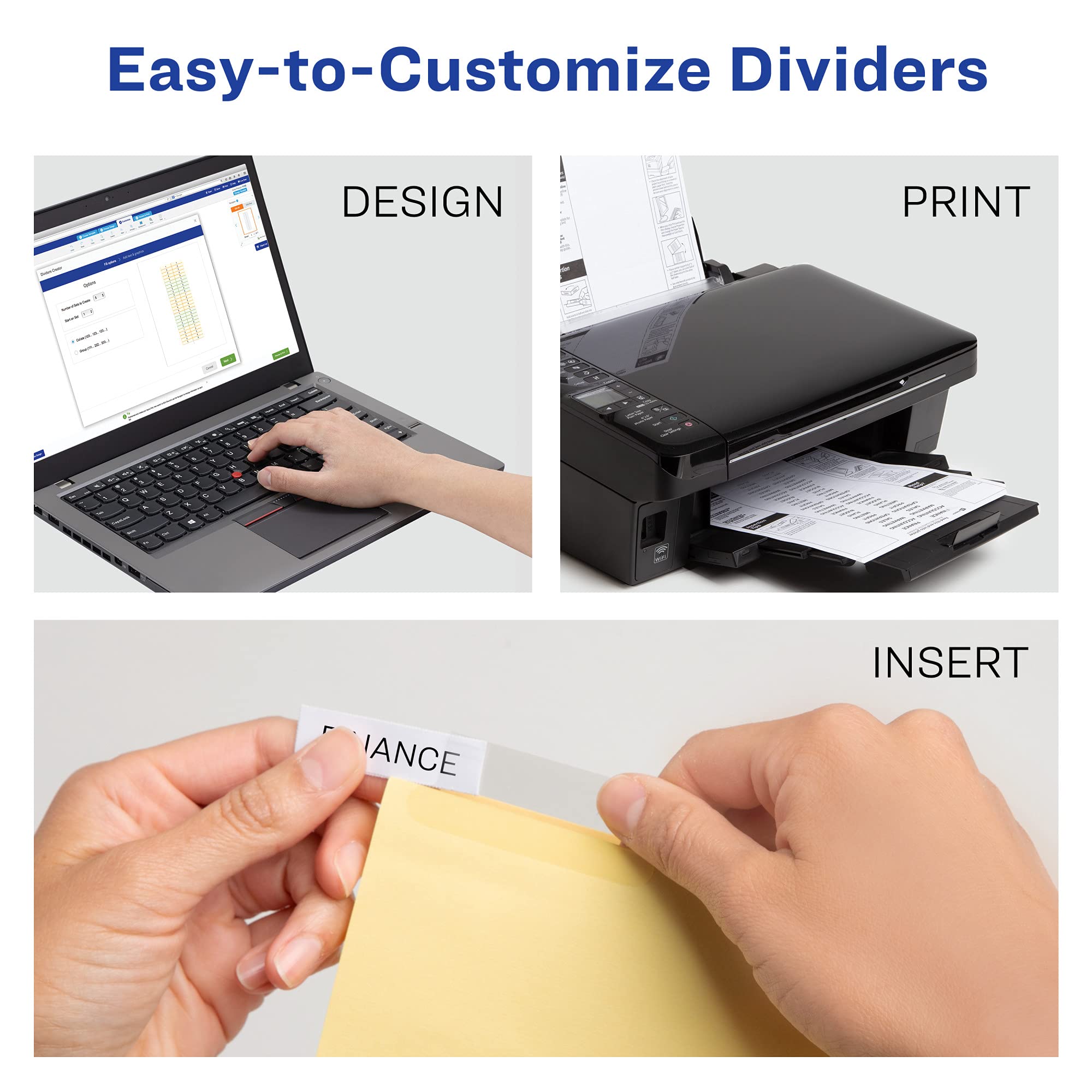 Avery 8-Tab Binder Dividers, Insertable Clear Big Tabs, 1 Set (11112)