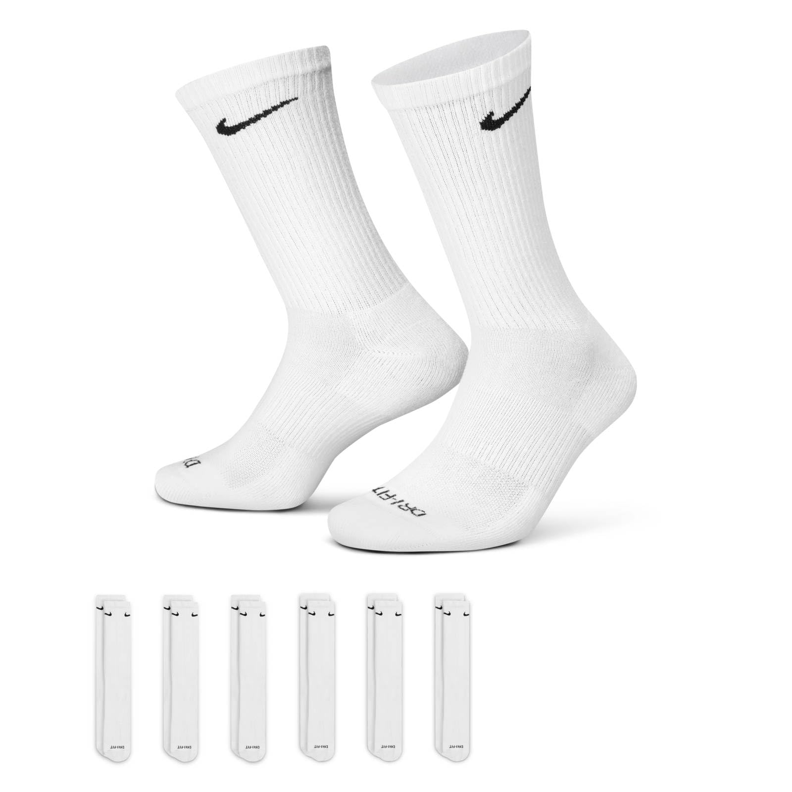 Nike Everyday Plus Cushion Crew Socks 3-Pair Pack White/Black SM (US 4-6 Big Kid Shoe Size, Women's Shoe 4-6)