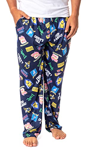 Ted Lasso Mens' TV Series Show Symbols Icons Believe Sleep Pajama Pants (Small) Blue