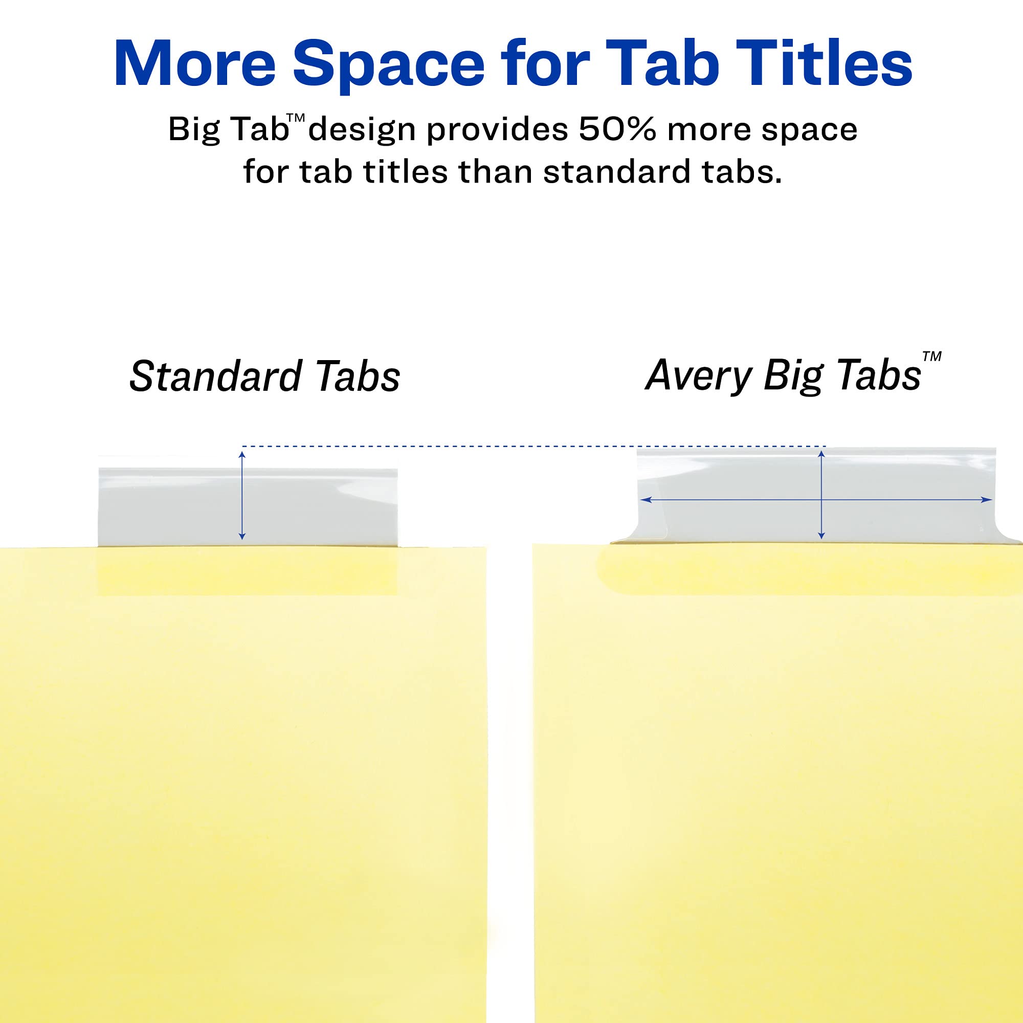 Avery 8-Tab Binder Dividers, Insertable Clear Big Tabs, 1 Set (11112)