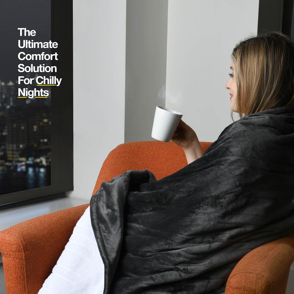 Heated Blanket, Machine Washable Extremely Soft and Comfortable Electric Blanket Throw Fast Heating with Hand Controller 10 Heating Settings and auto Shut-Off (Gray, 50 x 60)