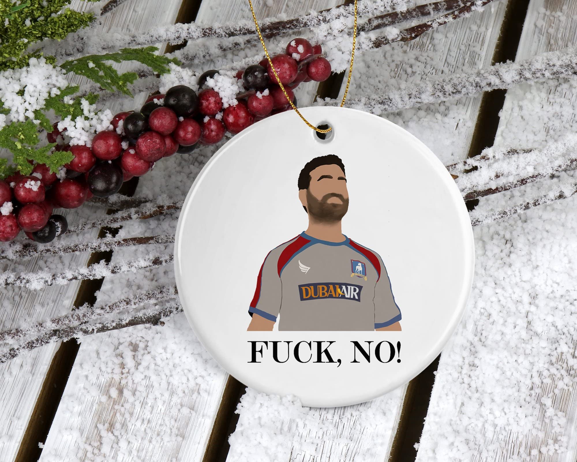MT Gifts Roy Kent Christmas Ornament - Hilarious Gift for Every Ted Lasso Lover This Holiday Printed on Both Sides, White