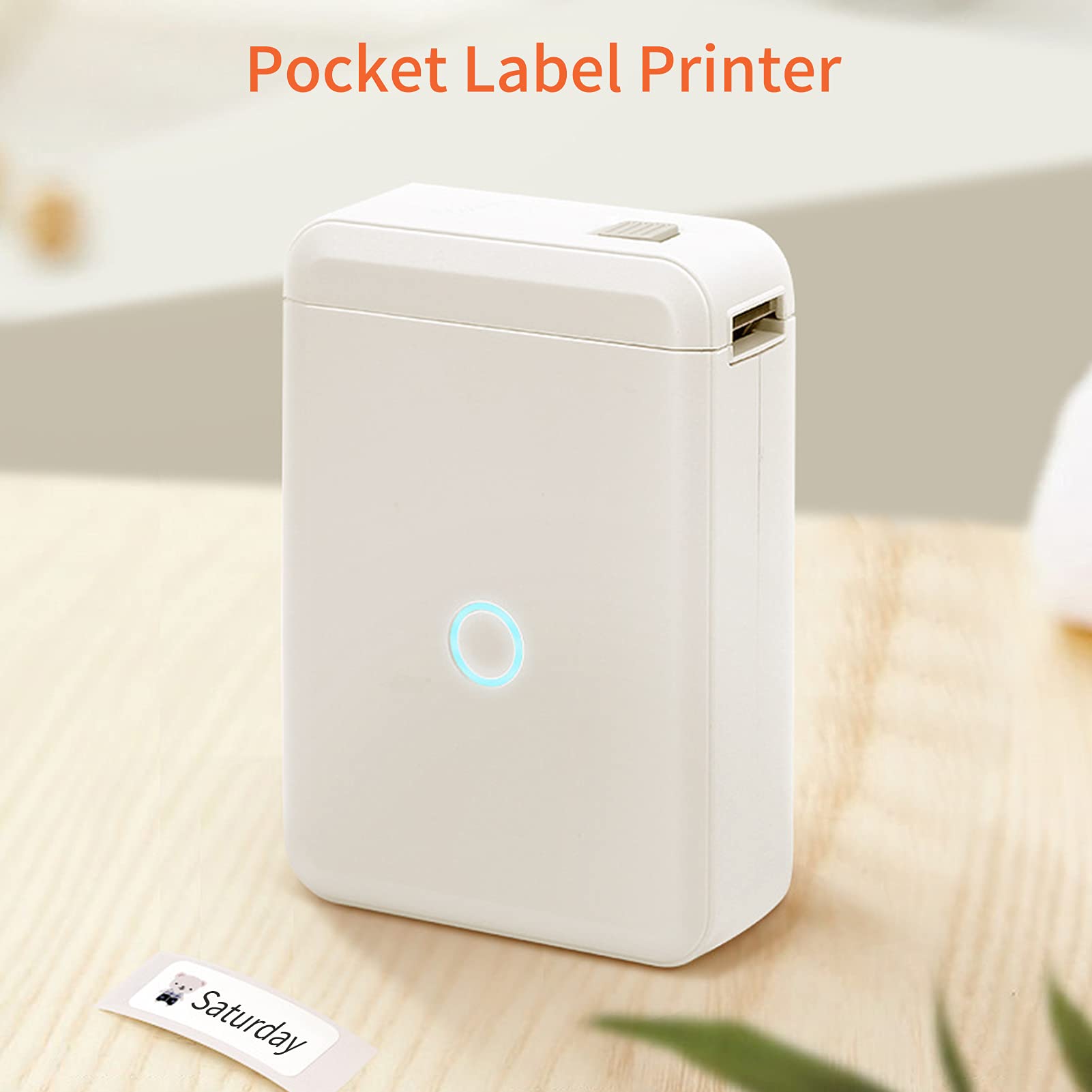 Label Maker D110 Portable Wireless Connect Rechargeable Mini Label Printer with Tape for Phone Compatible School Office Home Organization White