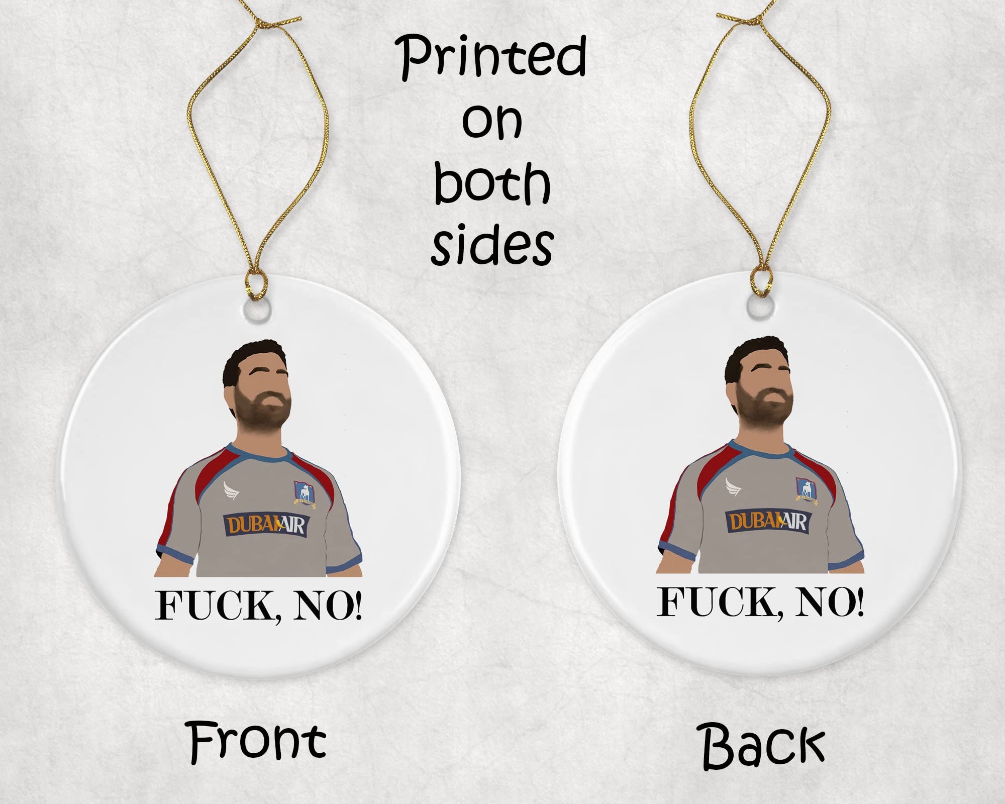 MT Gifts Roy Kent Christmas Ornament - Hilarious Gift for Every Ted Lasso Lover This Holiday Printed on Both Sides, White