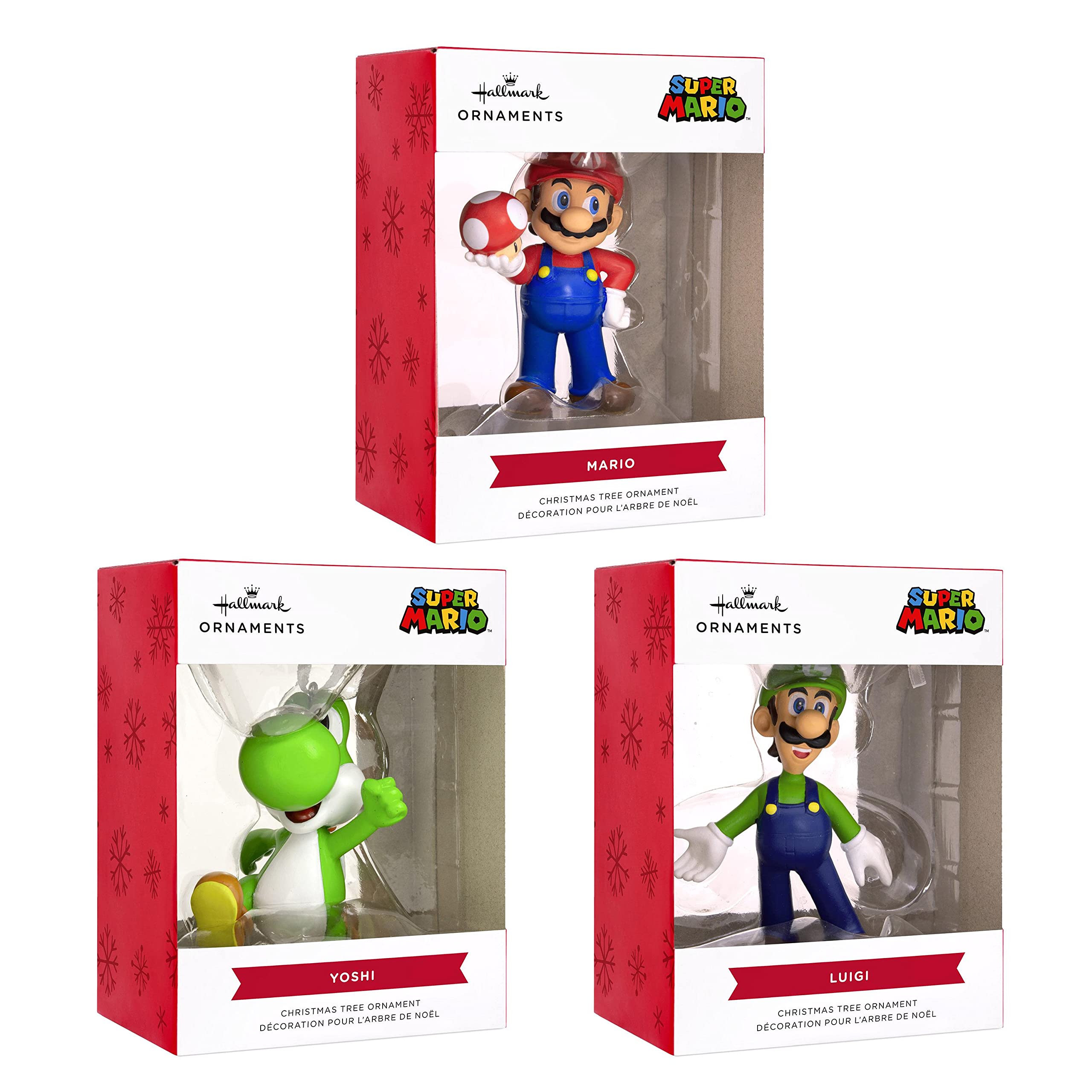 Hallmark Nintendo Super Mario, Luigi and Yoshi Christmas Ornaments,Resin Set of 3