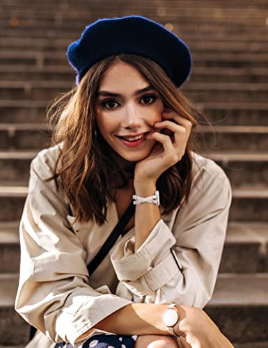Wearlizer Leather Bands Compatible with Apple Watch Band 38mm 40mm 41mm Women, Double-Row Design with Rivets Decoration Stylish Strap for iWatch Series SE/9/8/7/6/5/4/3/2/1(Starlight with Starlight)