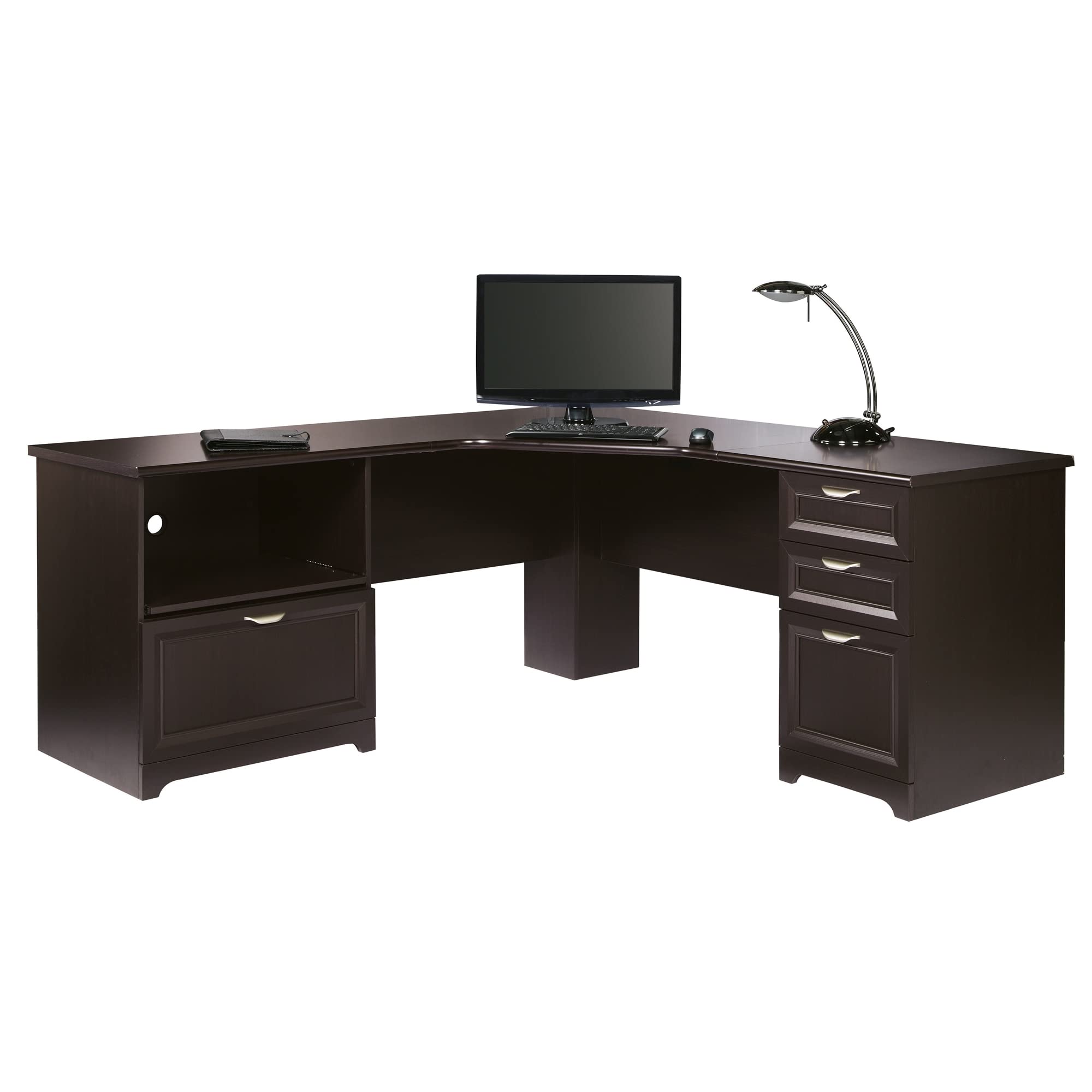 RealspaceĀ® Magellan Performance 71"W L-Shape Corner Desk, Espresso