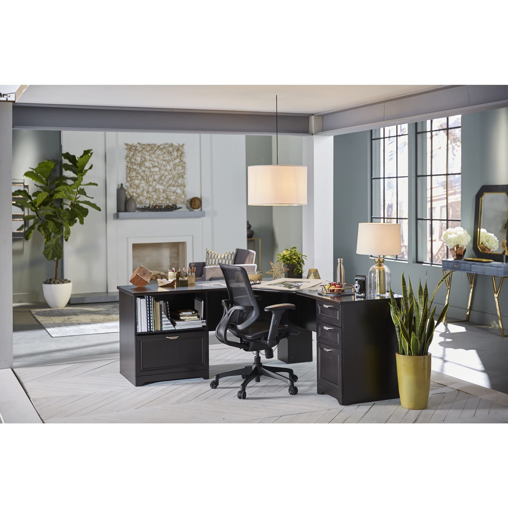 RealspaceĀ® Magellan Performance 71"W L-Shape Corner Desk, Espresso