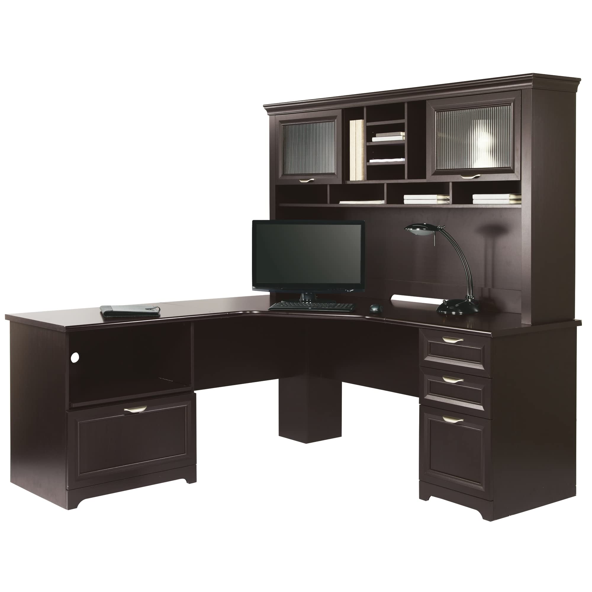 RealspaceĀ® Magellan Performance 71"W L-Shape Corner Desk, Espresso