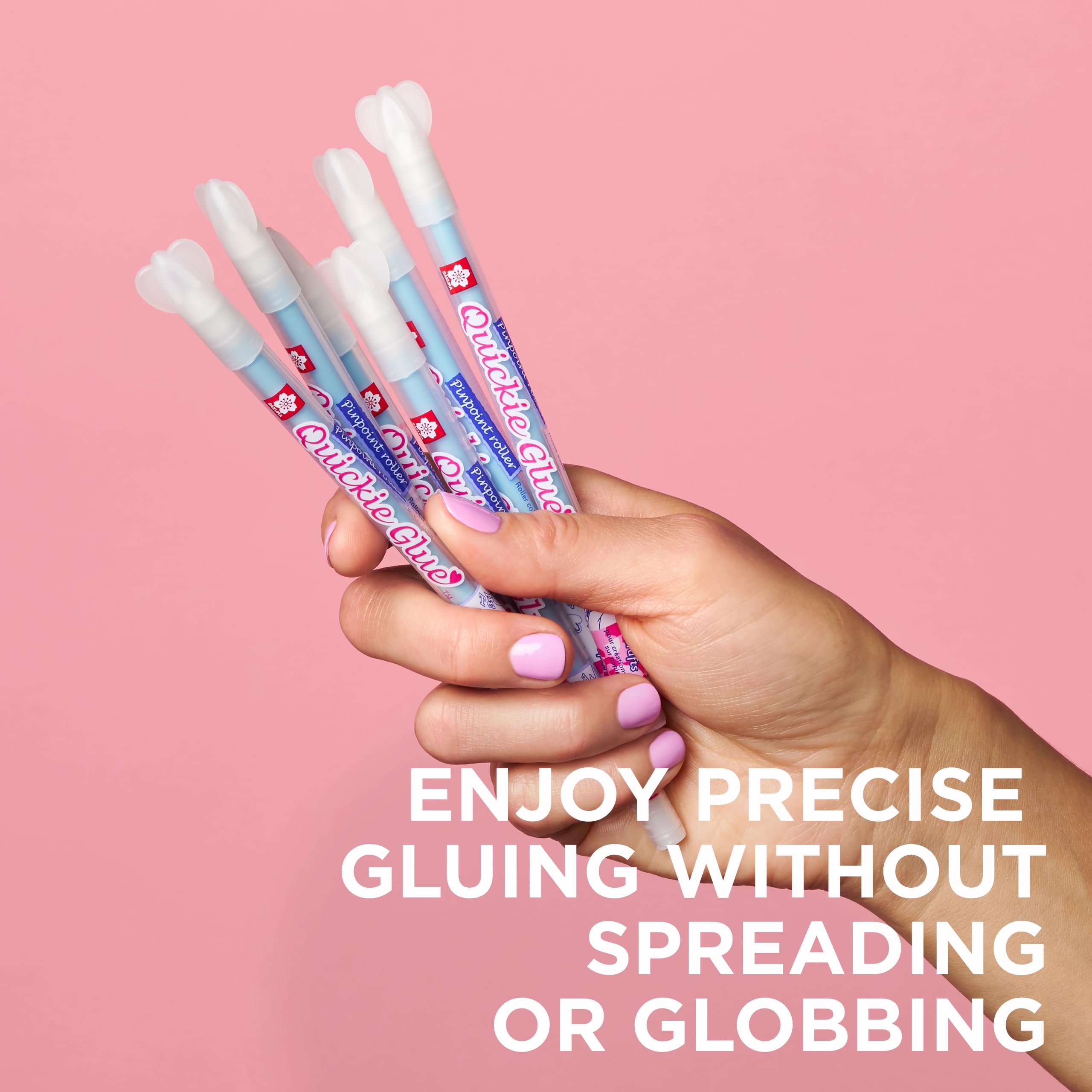 Sakura Quickie Glue Pens - Liquid Glue Pens for Crafting - Pinpoint Roller Glue - 0.7 mm Tip - 6 Pack