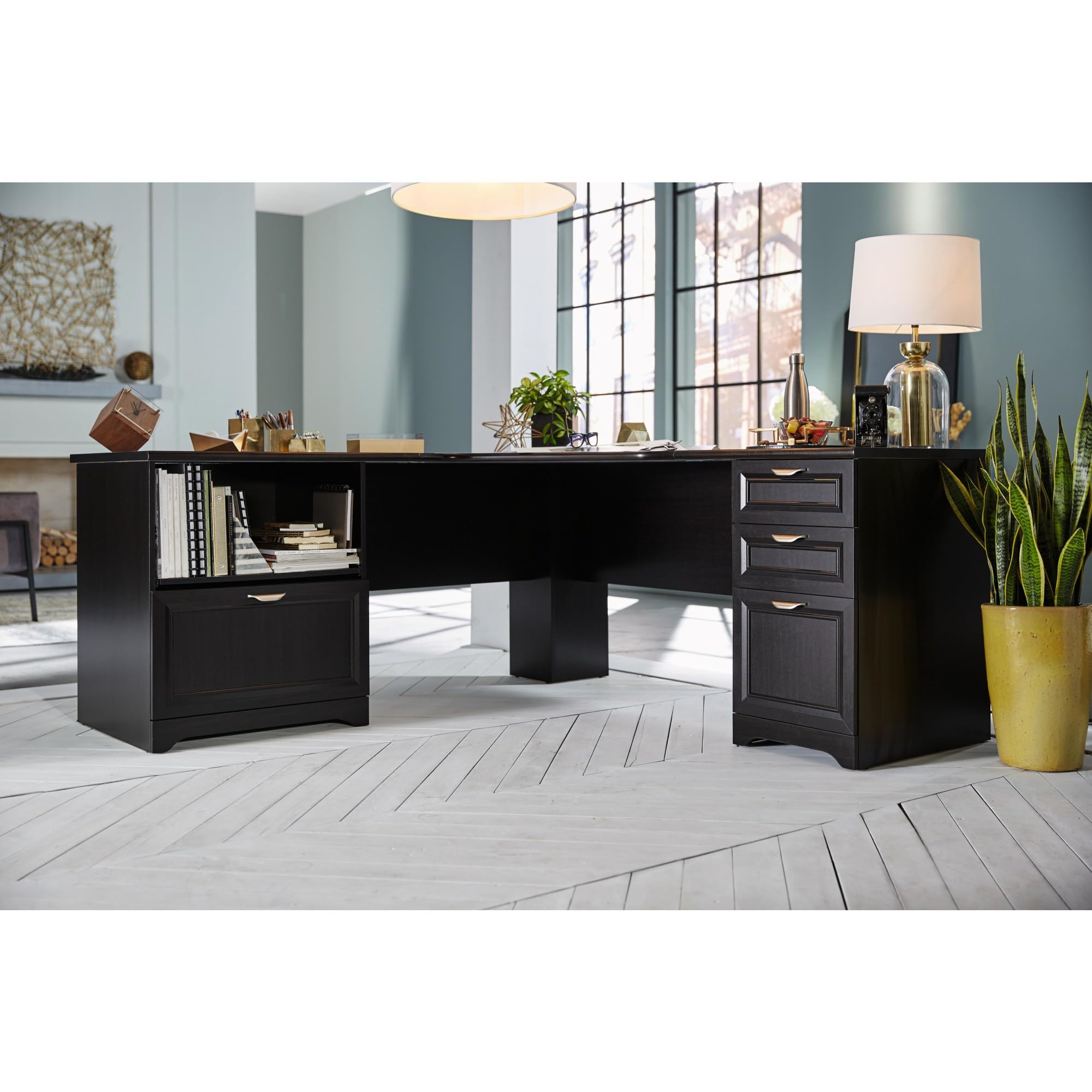 RealspaceĀ® Magellan Performance 71"W L-Shape Corner Desk, Espresso