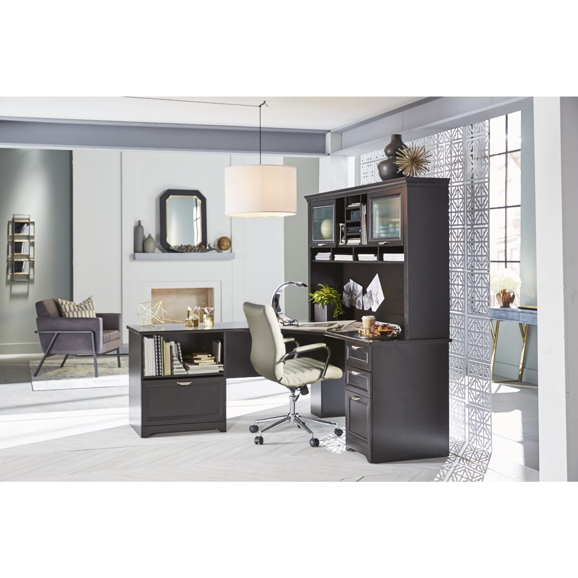 RealspaceĀ® Magellan Performance 71"W L-Shape Corner Desk, Espresso