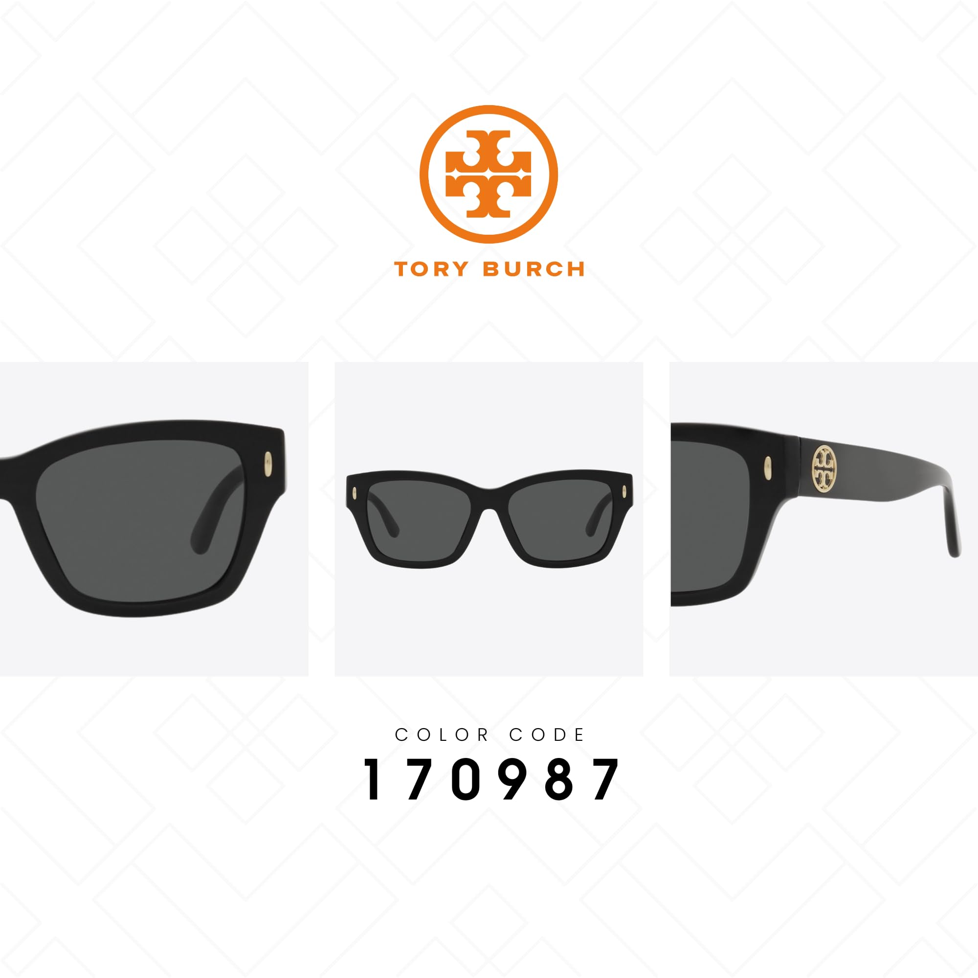 Tory Burch TY7167 170987 53MM Black/Grey Solid Rectangular Sunglasses for Women + BUNDLE With Designer iWear Eyewear Kit