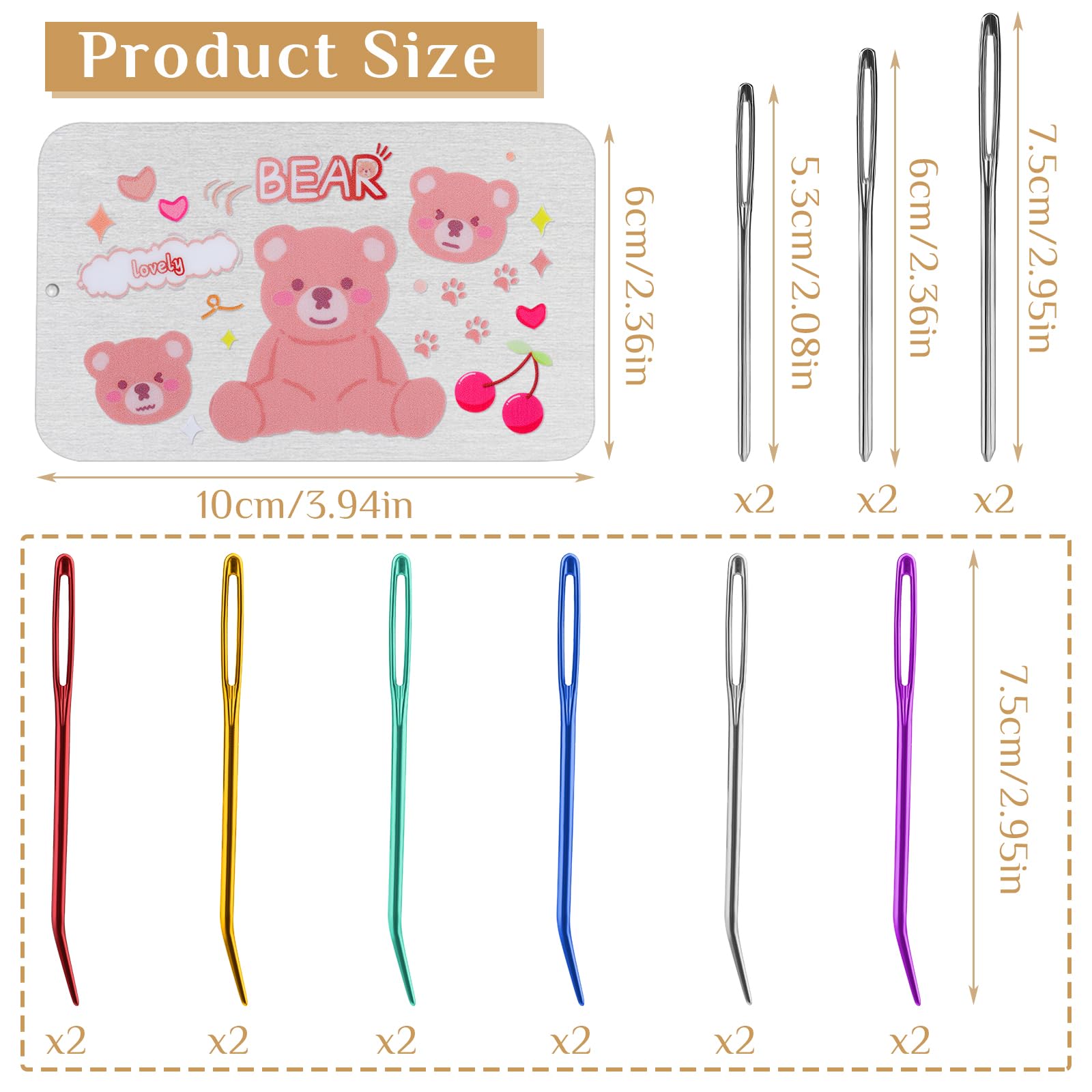 12 Pieces Yarn Needle, Tapestry Needle Bent Embroidery Needles Bent Tip Needles, and 6 Pieces Large-Eye Blunt Needles with Iron Box for Knitting Crochet (Random Color)