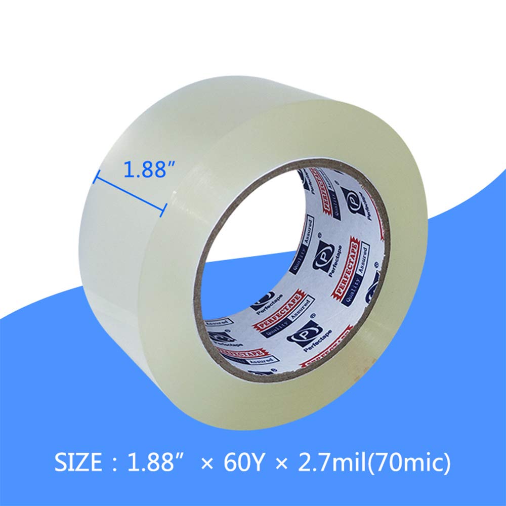 PERFECTAPE Heavy Duty Packing Tape 6 Rolls, Total 360Y, Clear, 2.7 mil, 1.88 inch x 60 Yards, Ultra Strong, Refill for Packaging and Shipping