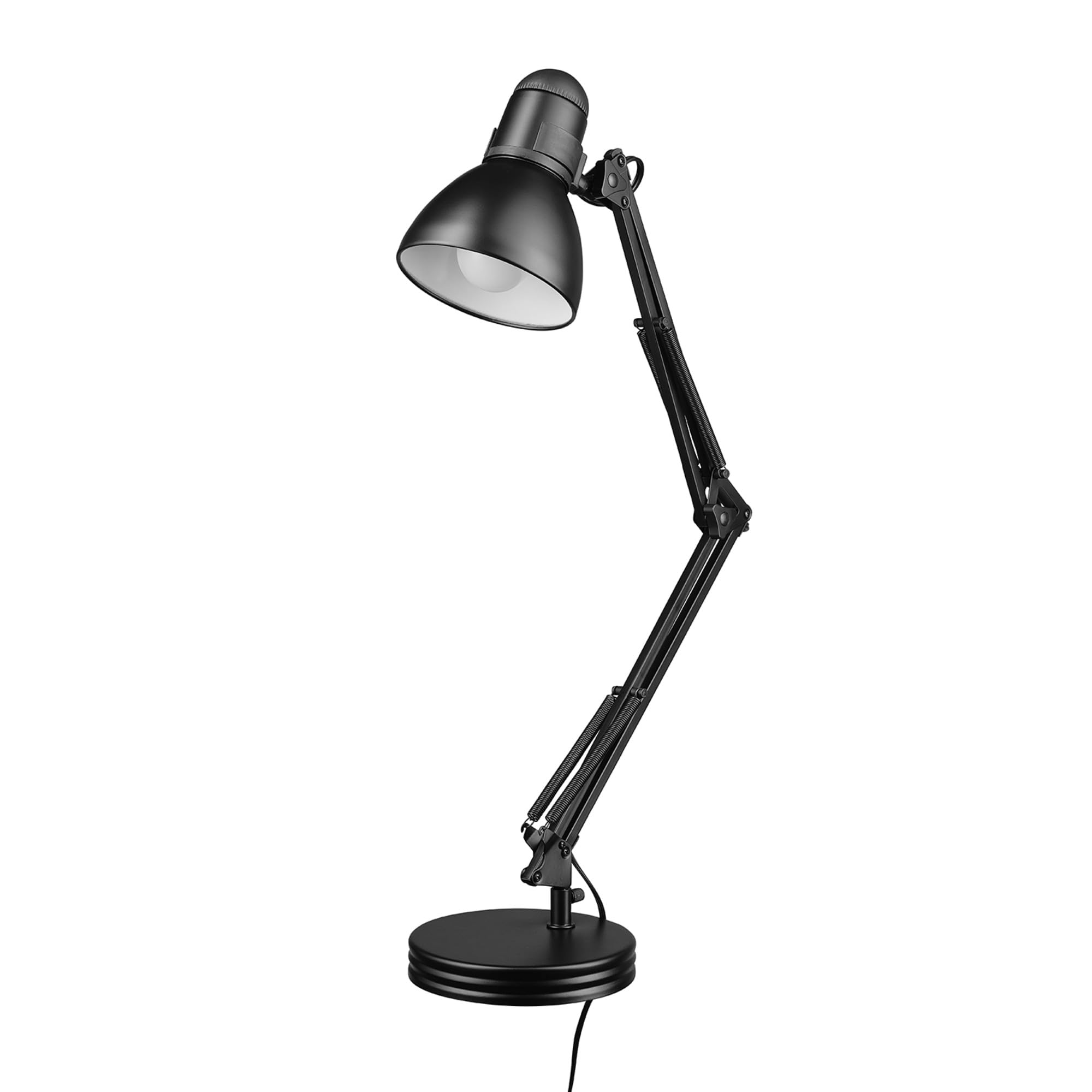 Globe Electric 5698601 28" Heavy Base Top Moving Spring Balanced Swing Arm Desk Lamp, Black, On/Off Rotary Switch on Shade, Home Office Accessories, Lamp for Bedroom, Home Décor, Home Improvement