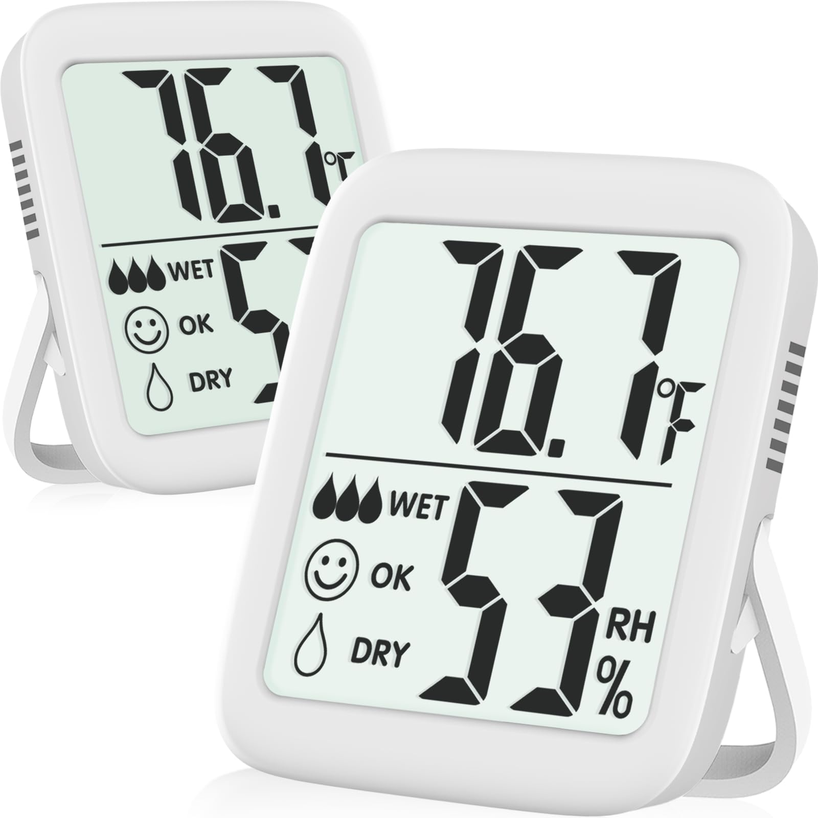 Antonki Room Thermometer Indoor Hygrometer, Humidity Gauge, Humidity Meter, Digital Temperature and Humidity Monitors for Home, Baby Room, Terrarium, Incubator, Greenhouse - 2 Pack