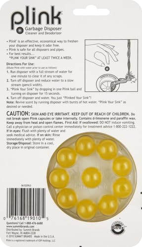Plink 90 Garbage Disposer Cleaner and Deodorizer, Lemon, 10 Count