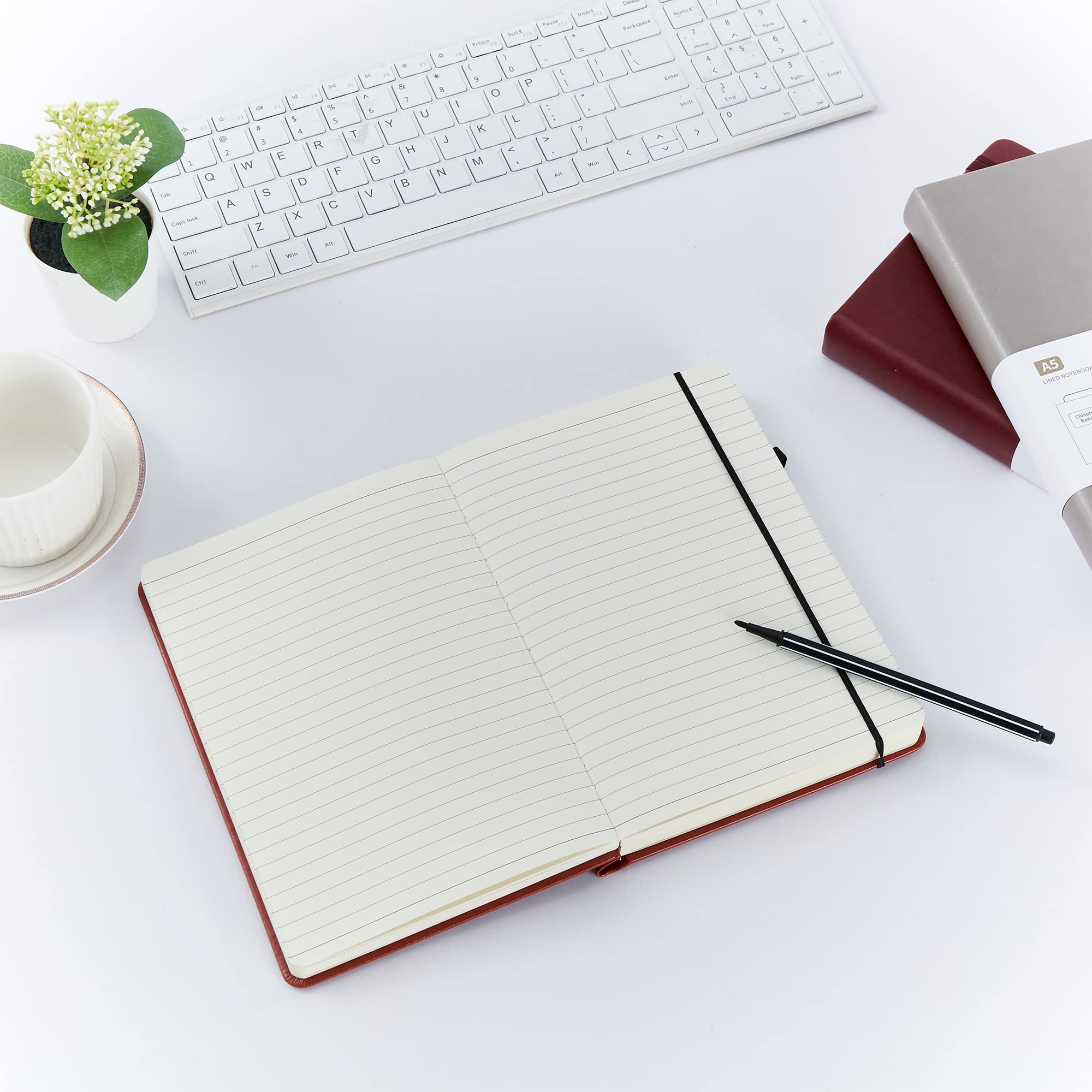 996DEMING Large Lined Journal Notebook for Work - 365 Pages Journals for Writing B5 College Ruled Notebook,100gsm Lined Paper,Leather Hardcover Journal for Men and Women,7.6'' X 10'' (Yellow, B5)