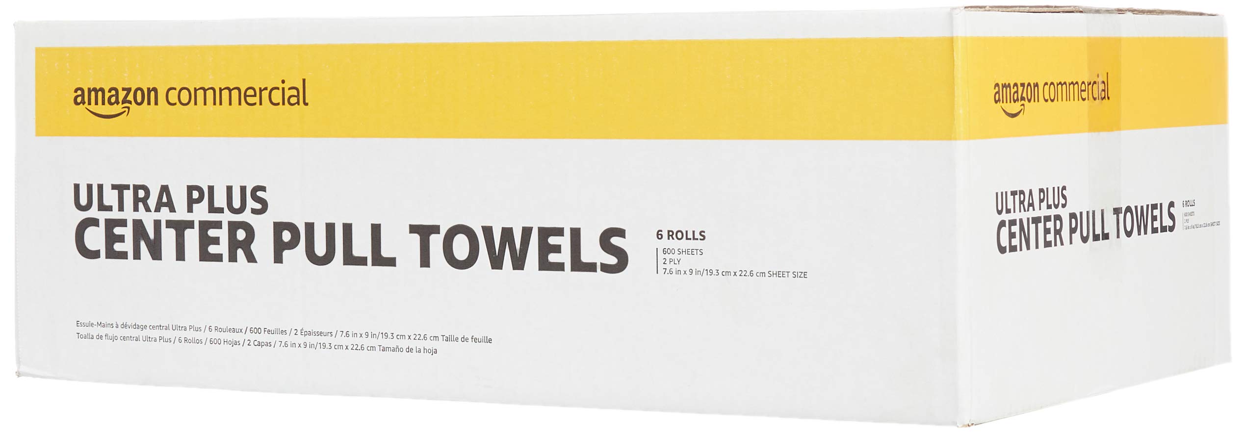 AmazonCommercial 2-Ply White Centerpull Centerfeed Paper Hand Towels(416969)|Bulk for Business|Perforated|Compatible with Universal Dispensers|FSC Certified|600 Towels per Roll(6 Rolls)(7.6 x 9 Sheet)