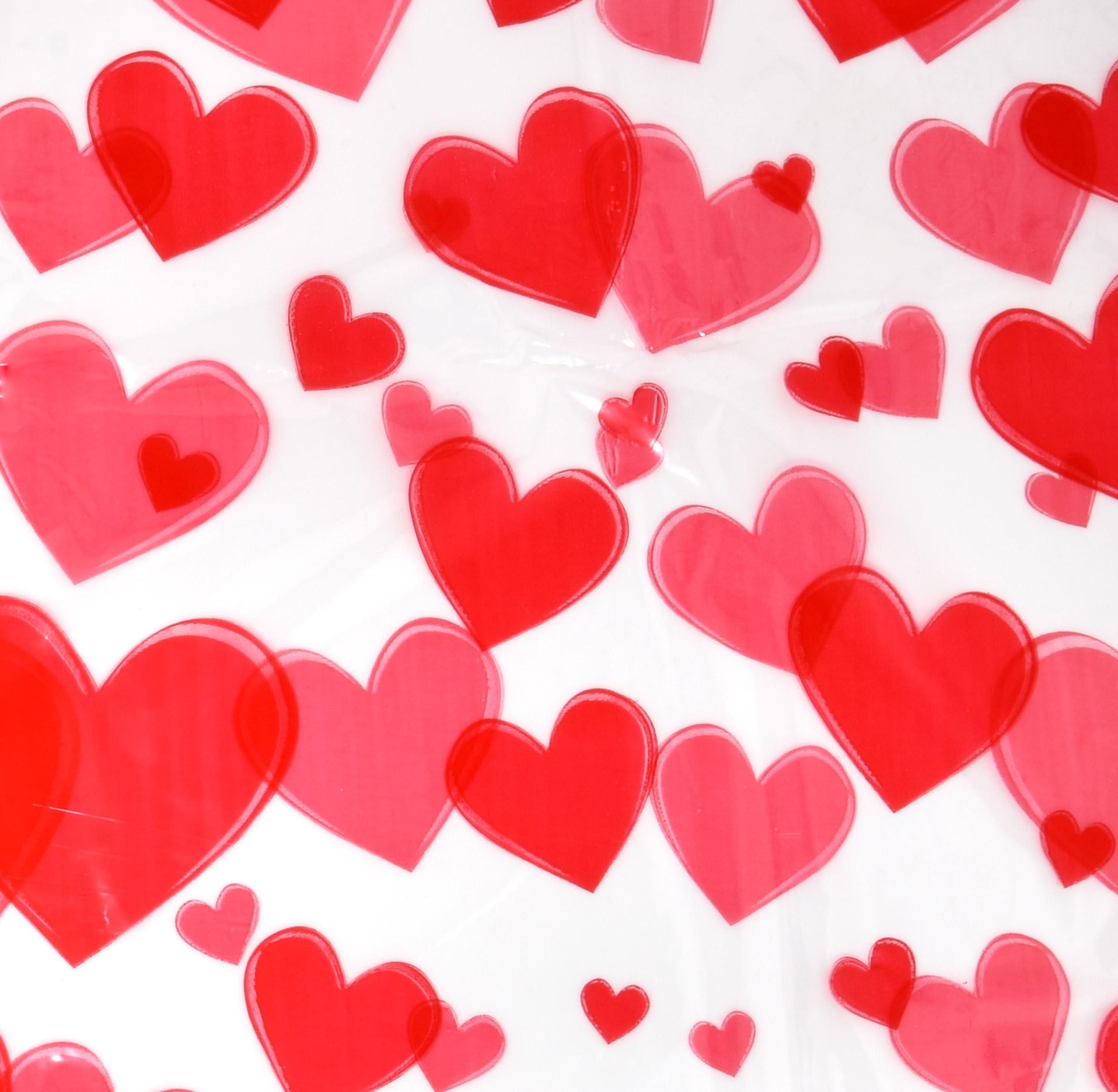 18 Valentine Cellophane Basket Bags with Twist Ties 22" x 25" Jumbo Large Valentines Day Red Heart Gift Wrap Clear Cello Plastic Bag for Baskets