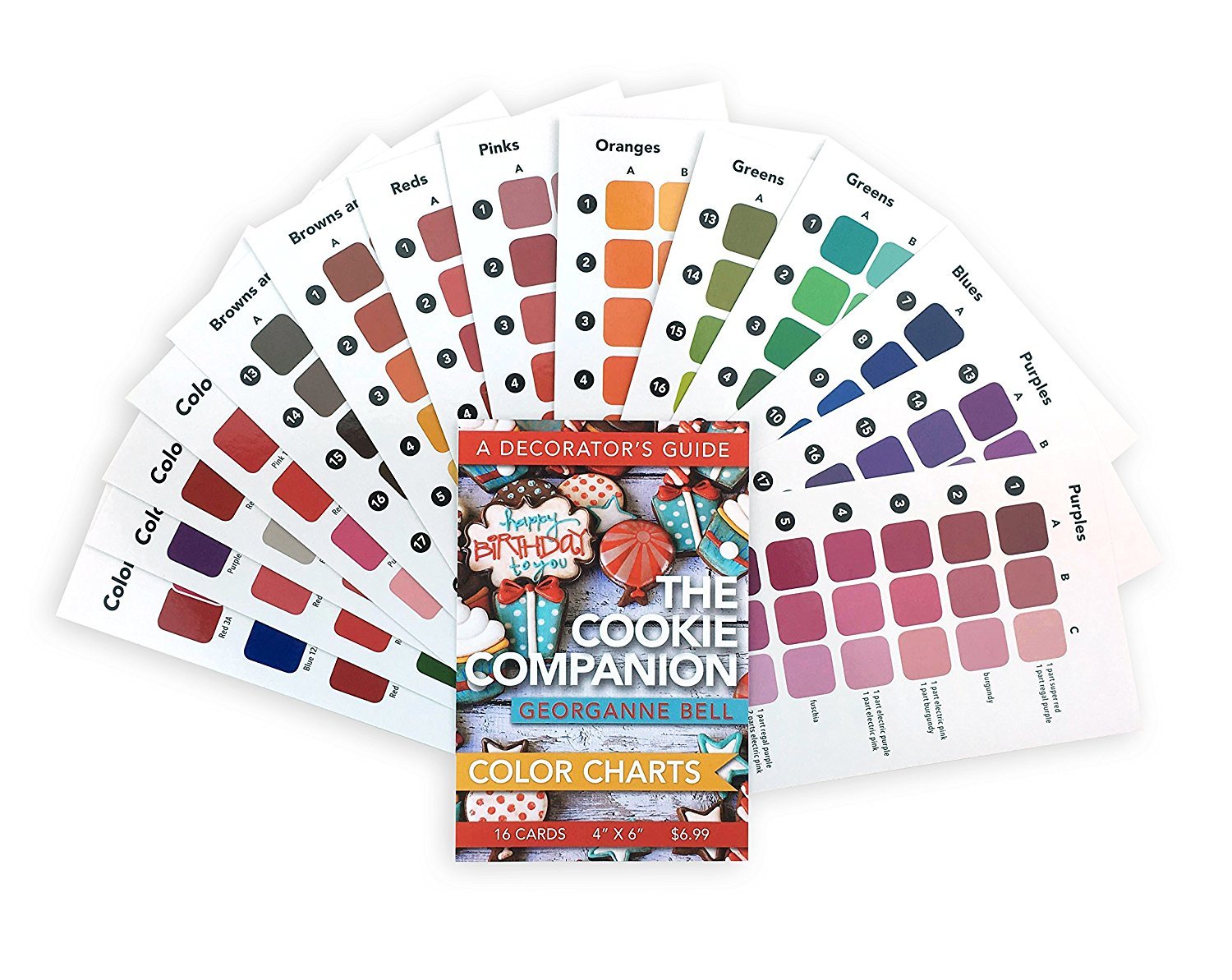 16 Cookie Decorating Color Charts - 4"x6" - For Use With The Cookie Companion: A Decorator's Guide by Georganne Bell