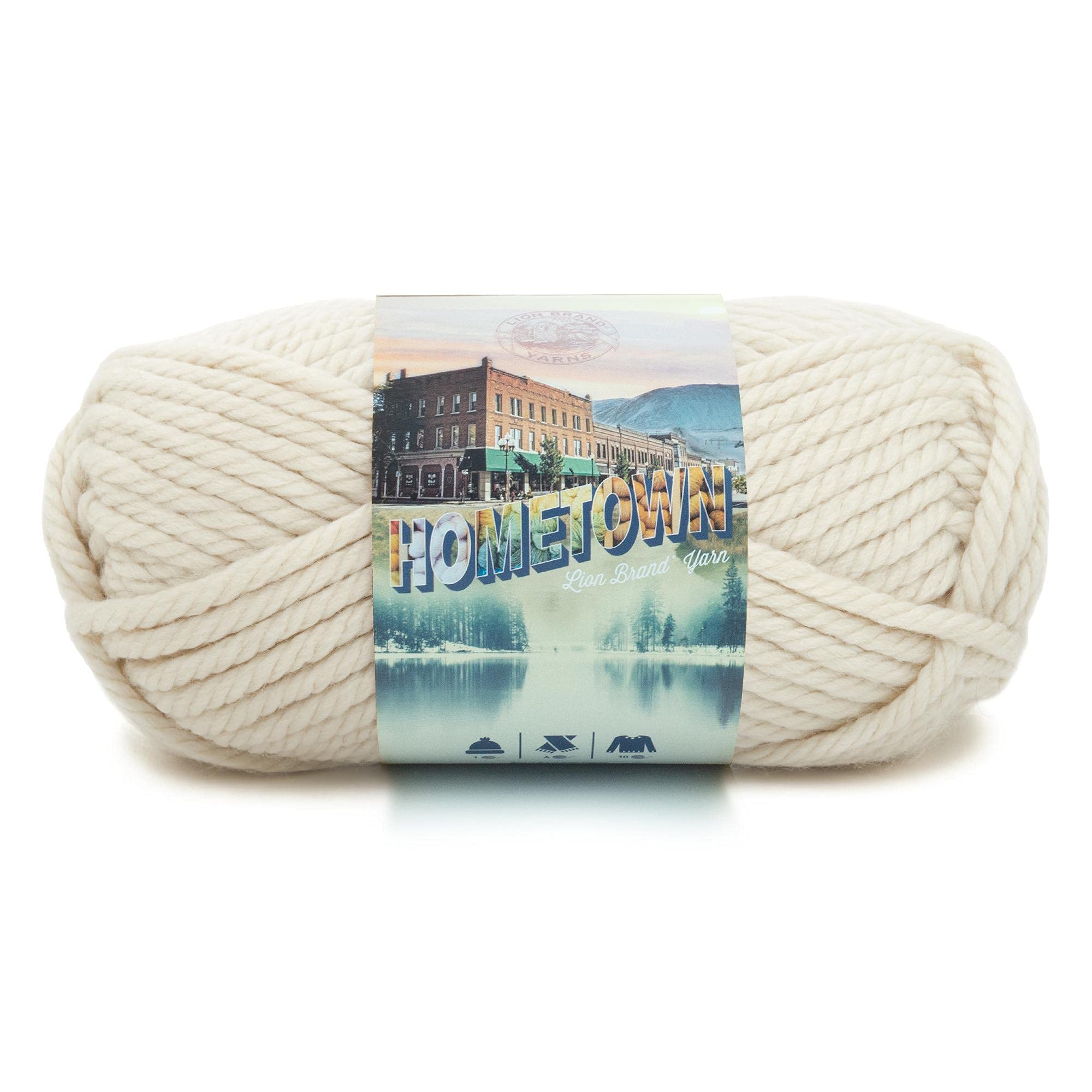 Lion Brand Yarn (1 Skein) Hometown Bulky, Houston Cream yarn, 1-Pack