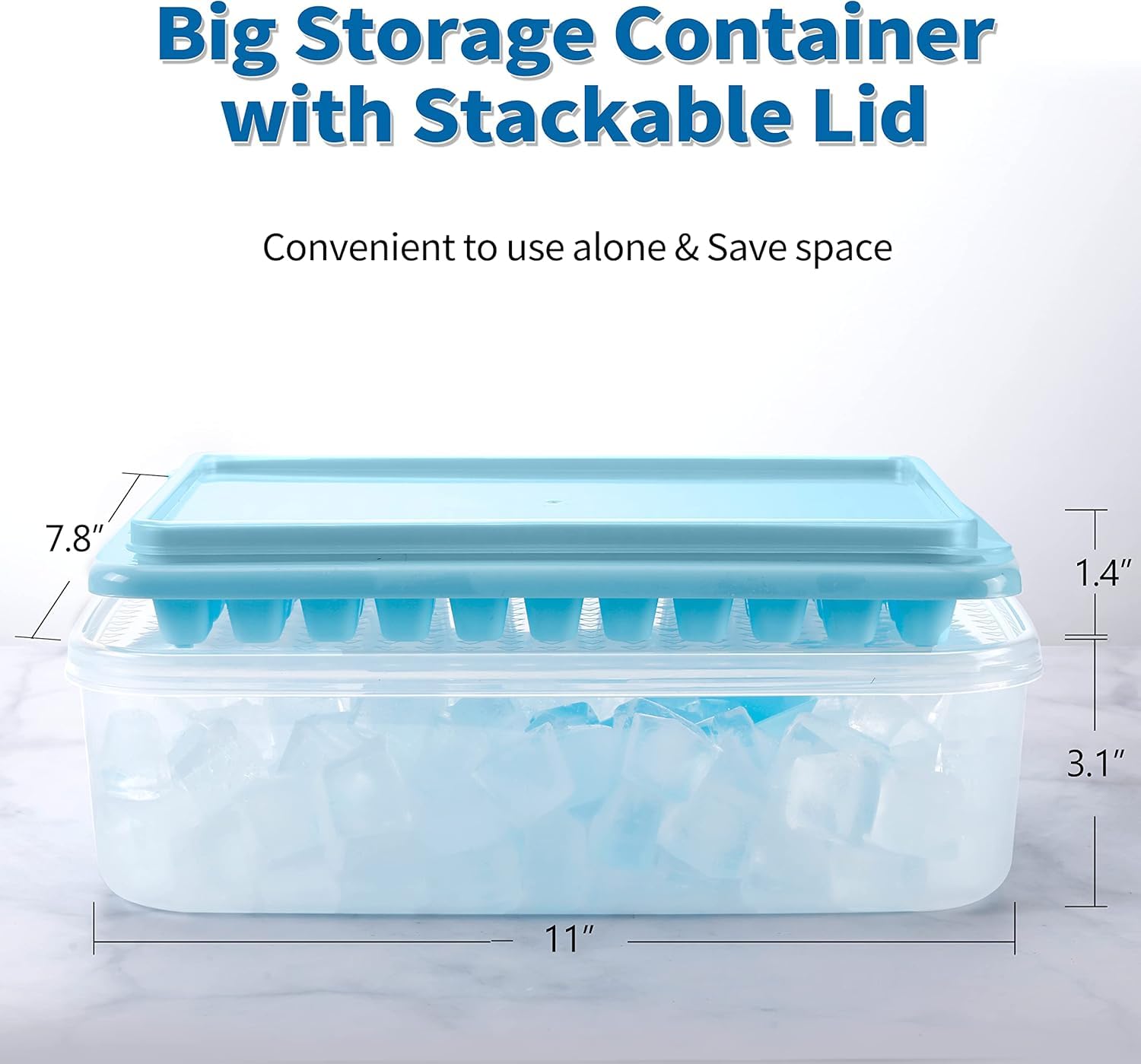 ARTLEO Ice Cube Tray with Lid and Storage Bin for Freezer, Easy-Release 55 Mini Nugget Ice Tray with Spill-Resistant Cover, Container, Scoop, Flexible Durable Plastic Ice Mold & Bucket, BPA Free