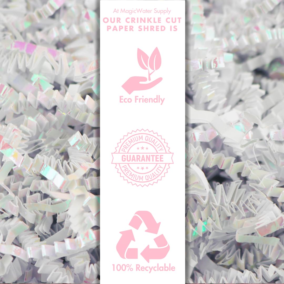 MagicWater Supply Crinkle Cut Paper Shred Filler (4 oz) for Gift Wrapping & Basket Filling - Diamond White